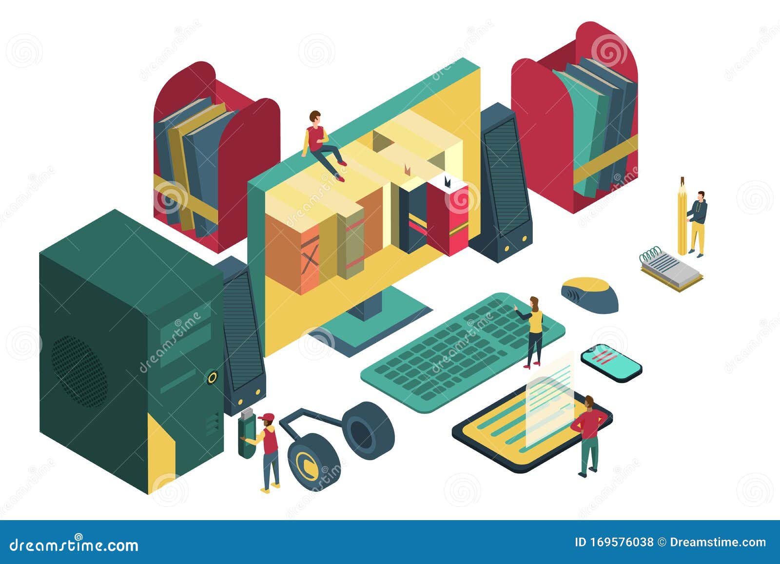Flat 3d Web Isometric Online Education, E-learning, Courses Infographic ...