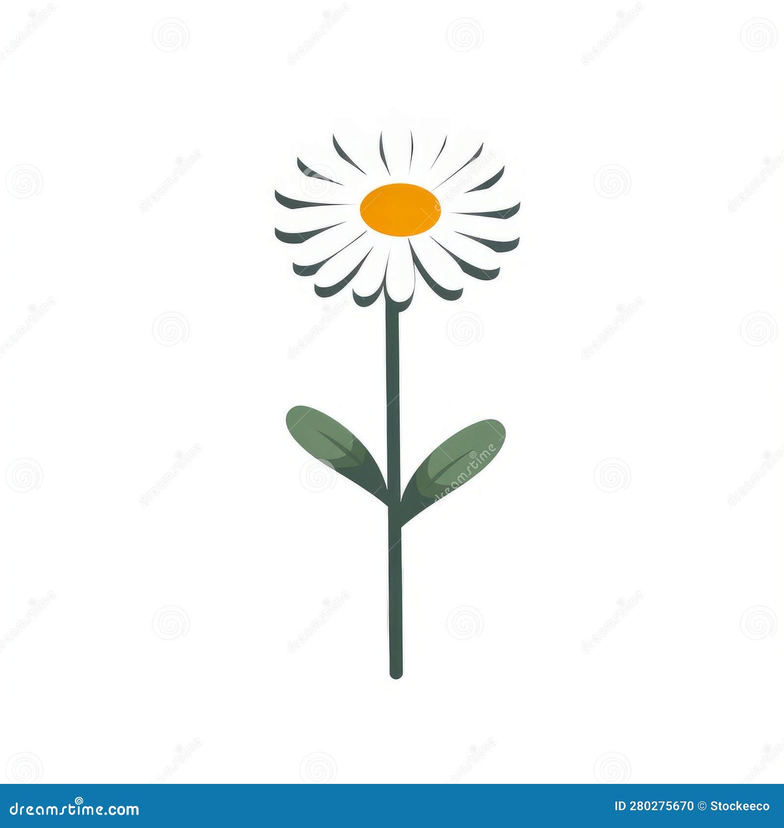 Flat Daisy Illustration on White Background in Minimalist Style Stock ...