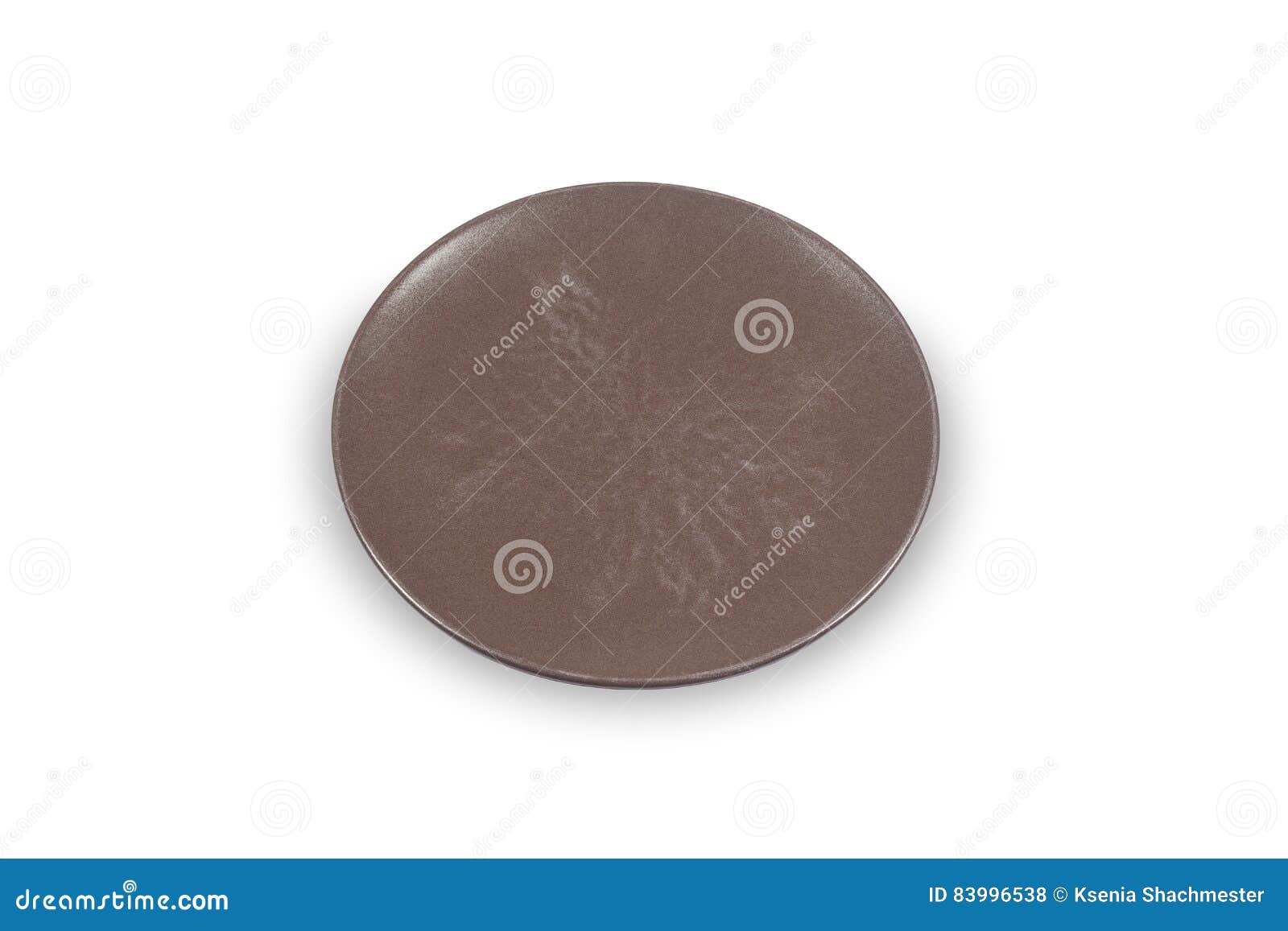 Flat Dark Brown Plate on White Background from High Angle Stock Photo ...