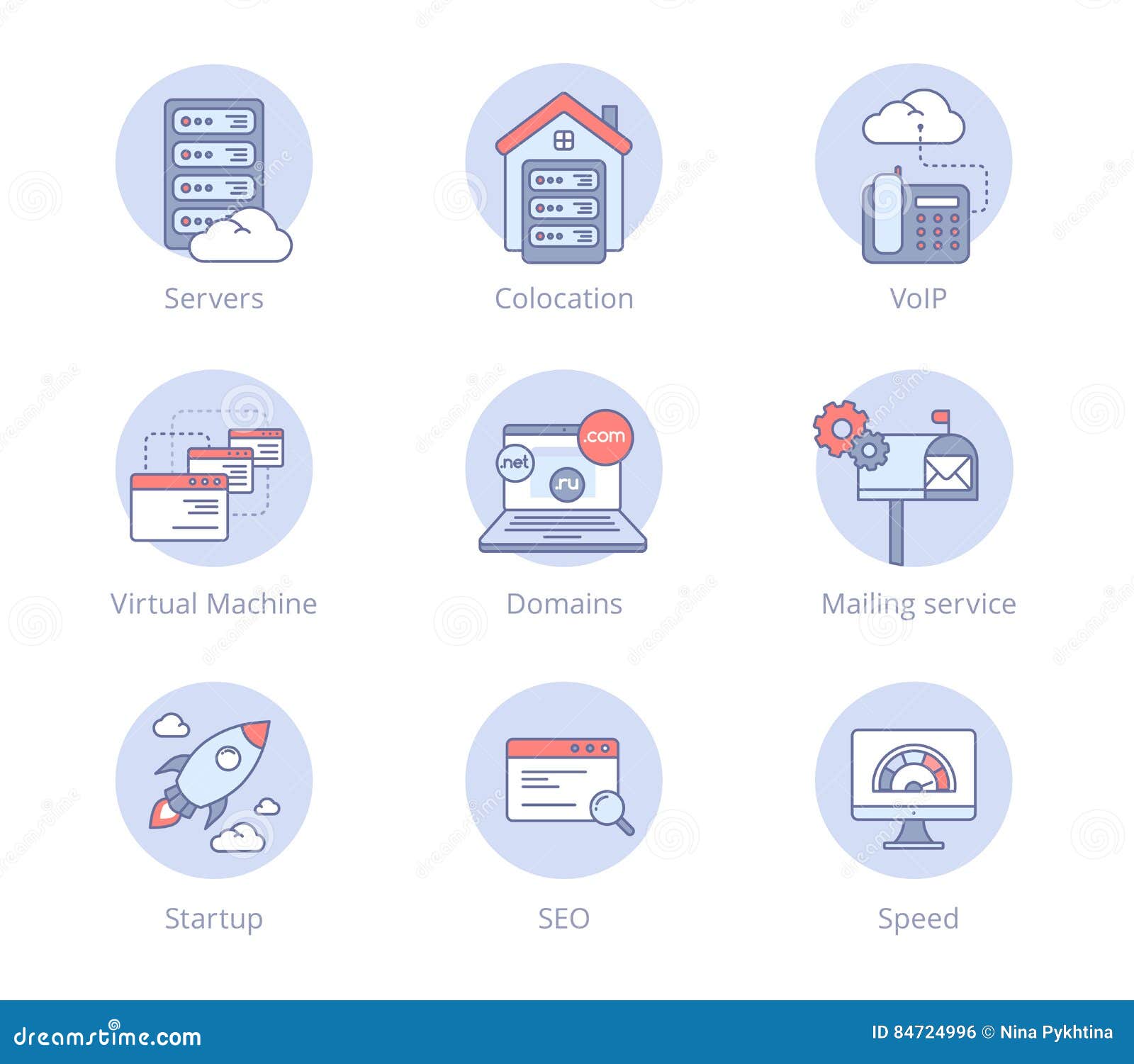 Flat data center icons stock vector. Illustration of phone - 84724996