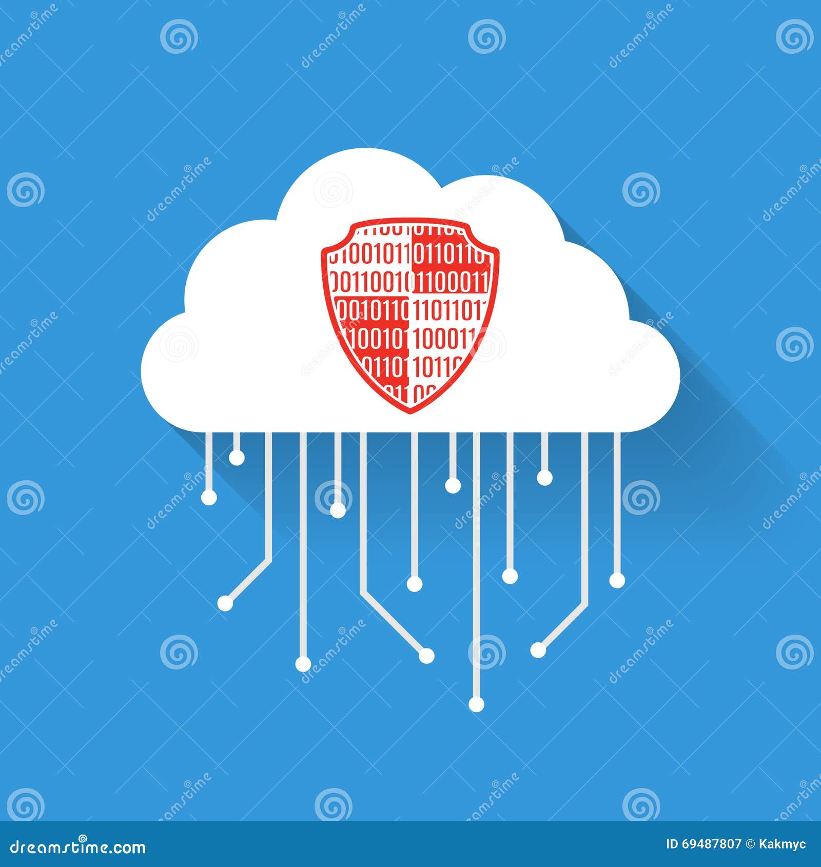 Flat data cloud shield stock vector. Illustration of internet - 69487807