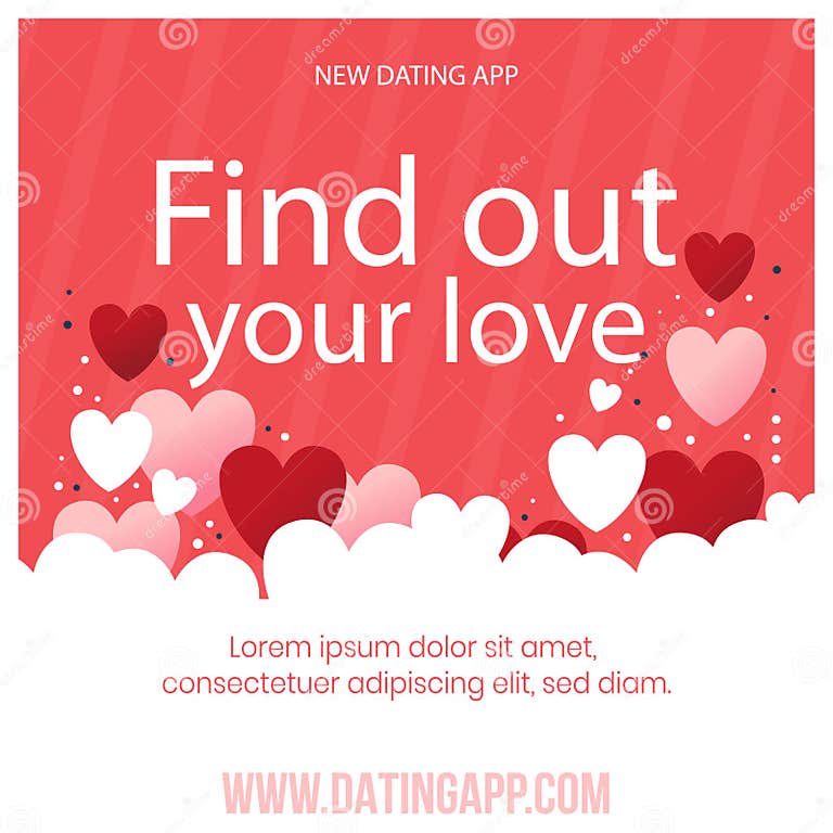 Flat Dating App Square Flyer Vector Illustration. Stock Vector ...