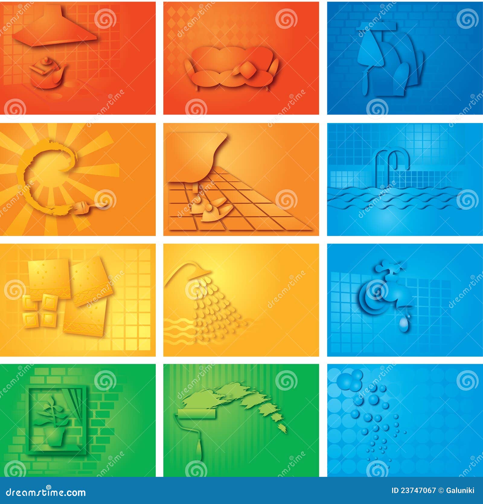 Flat decor set stock vector. Illustration of screen, obot - 23747067