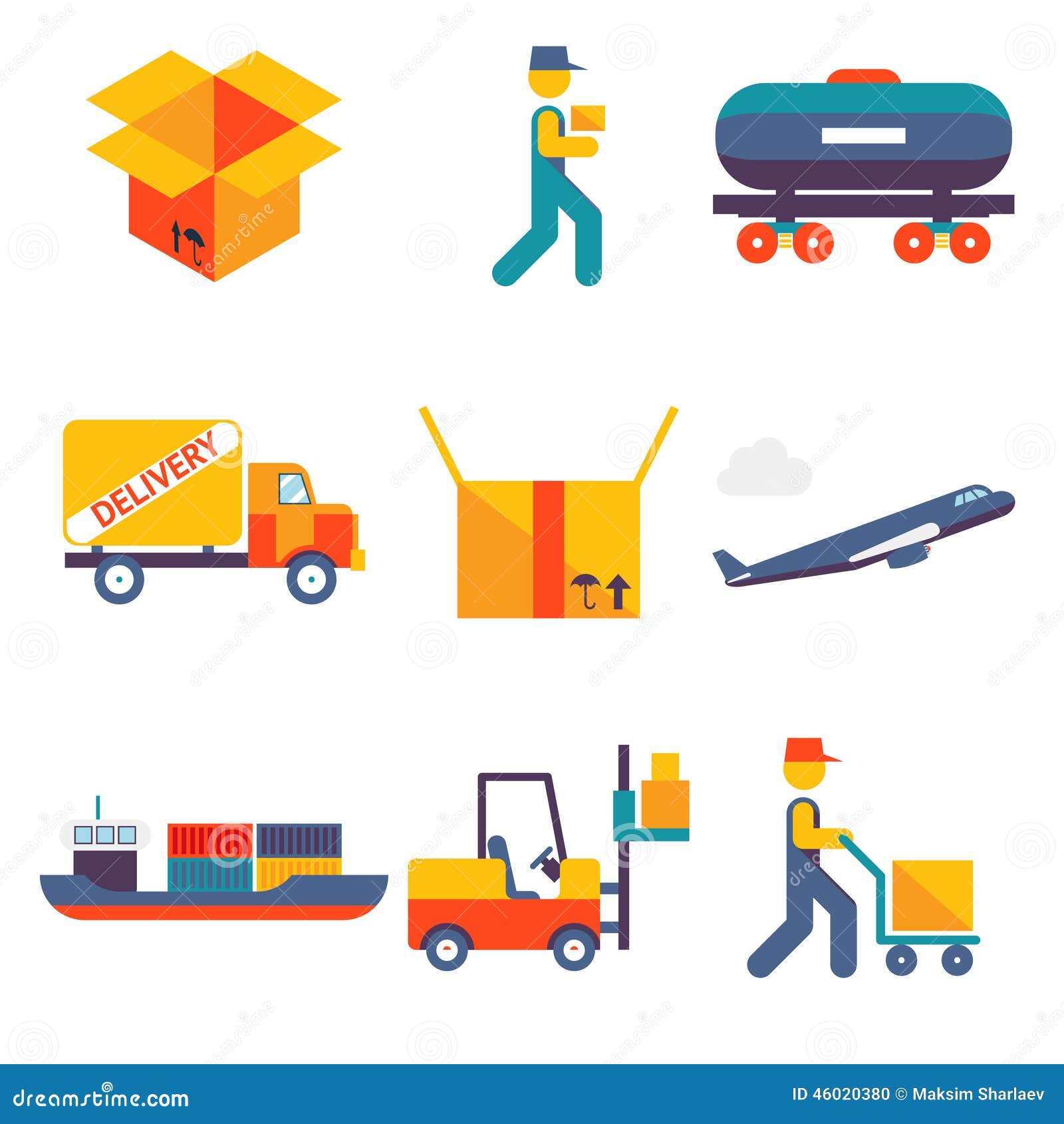 Flat Delivery Icons Set Modern Trendy Isolated Stock Vector ...