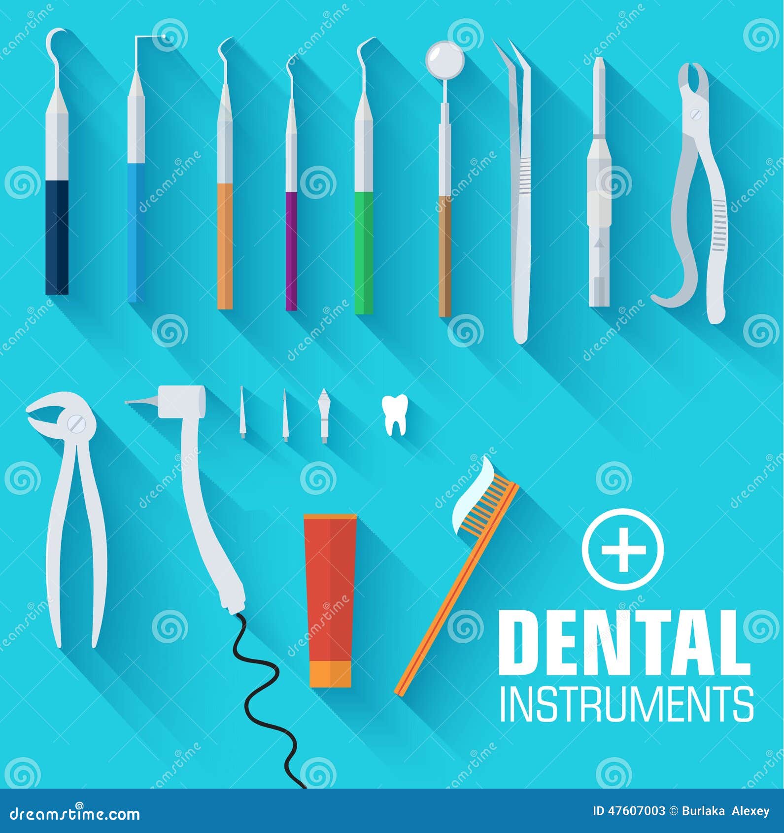 Flat Dental Instruments Set Design Concept Stock Vector - Illustration ...