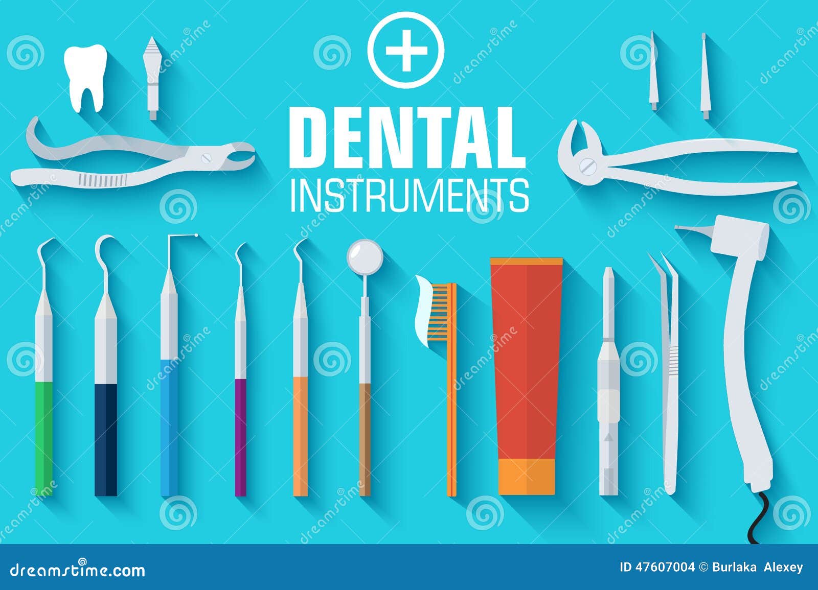 Flat Dental Instruments Set Design Concept Stock Vector - Illustration ...