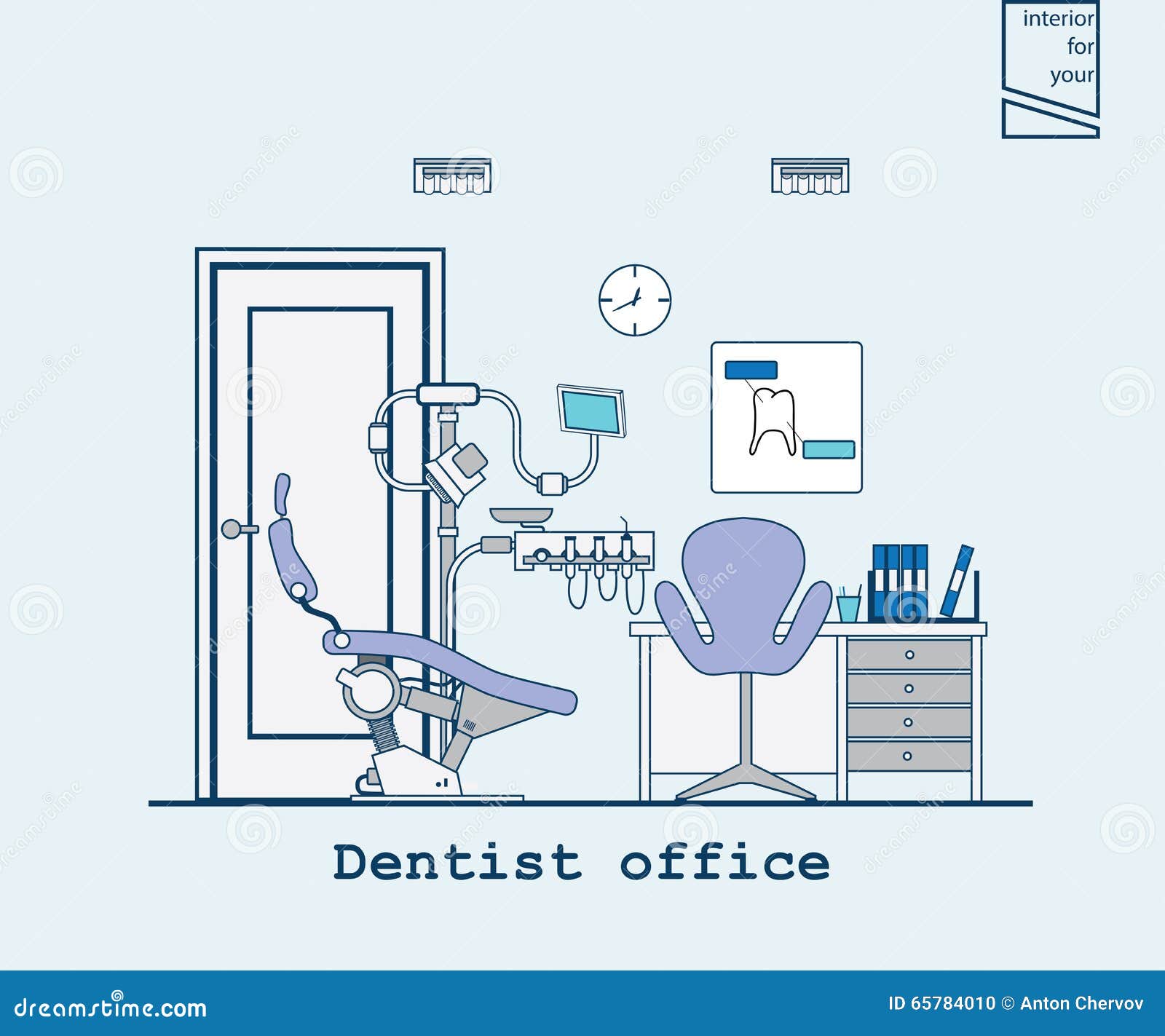 Flat Dentist Office Illustration Design Background. Stock Vector ...