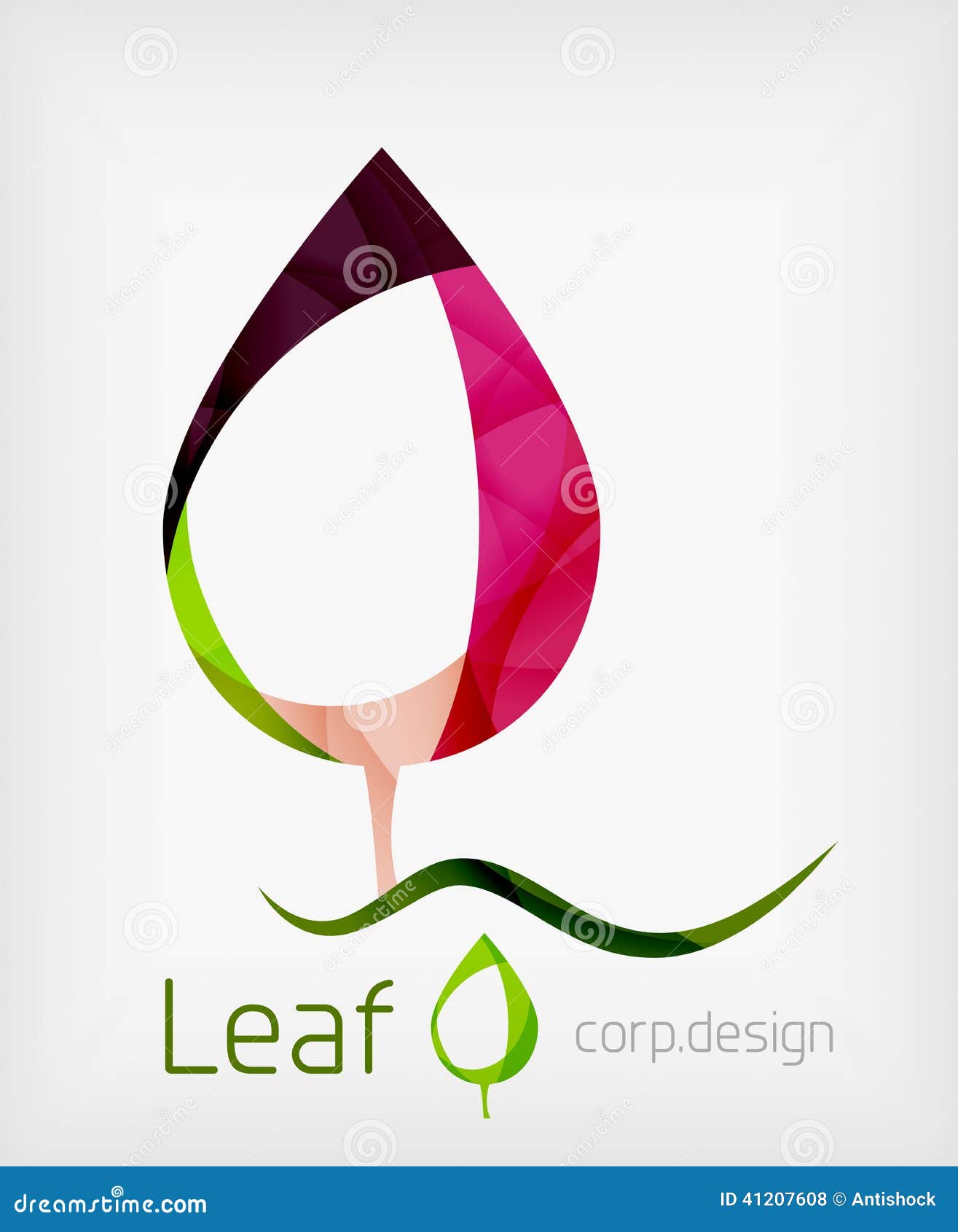 Flat Design Abstract Leaf Shape Concept Stock Vector - Illustration of ...