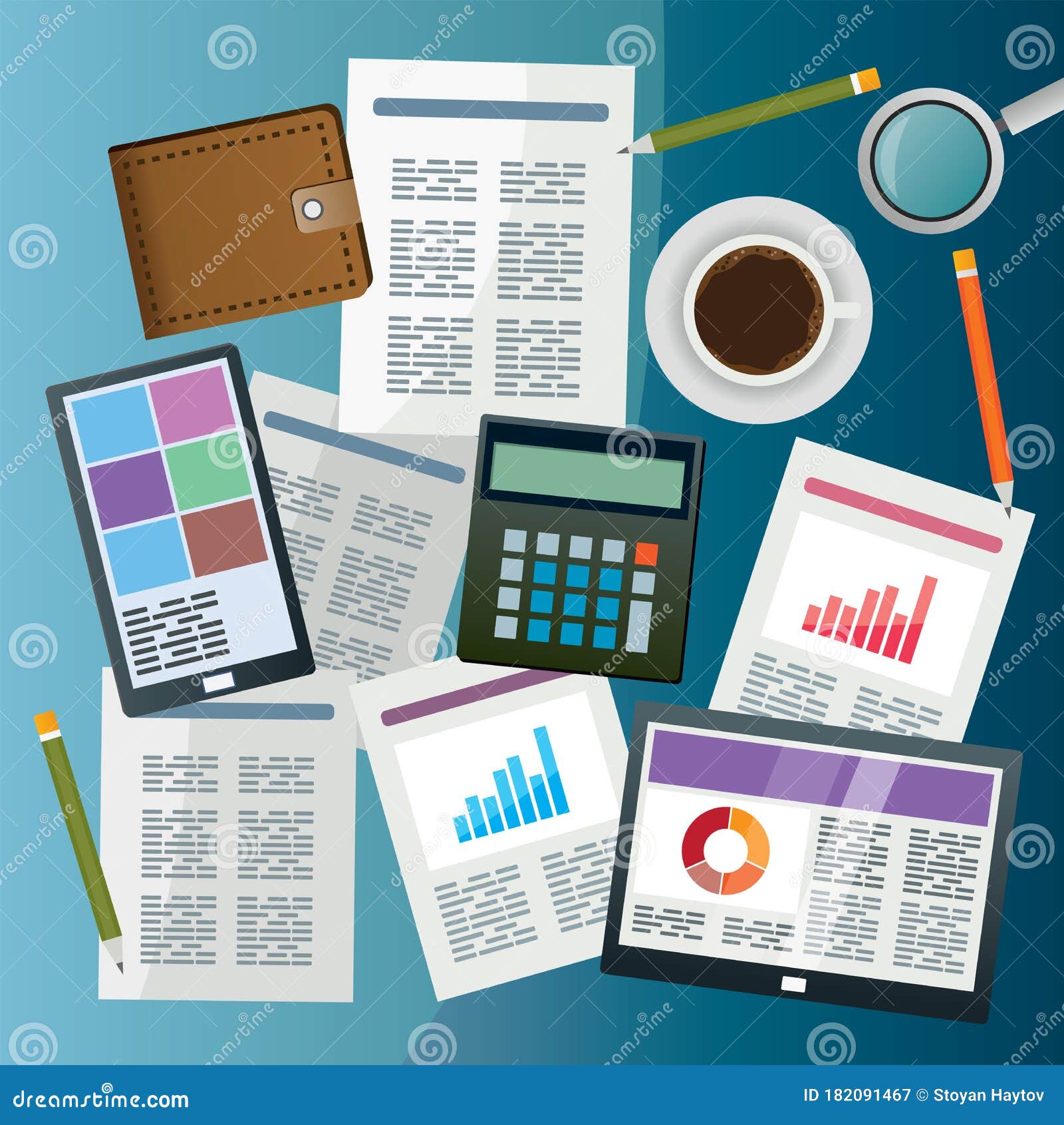 Accounting Documents Piles. Unorganized Office Work Concept. Man ...