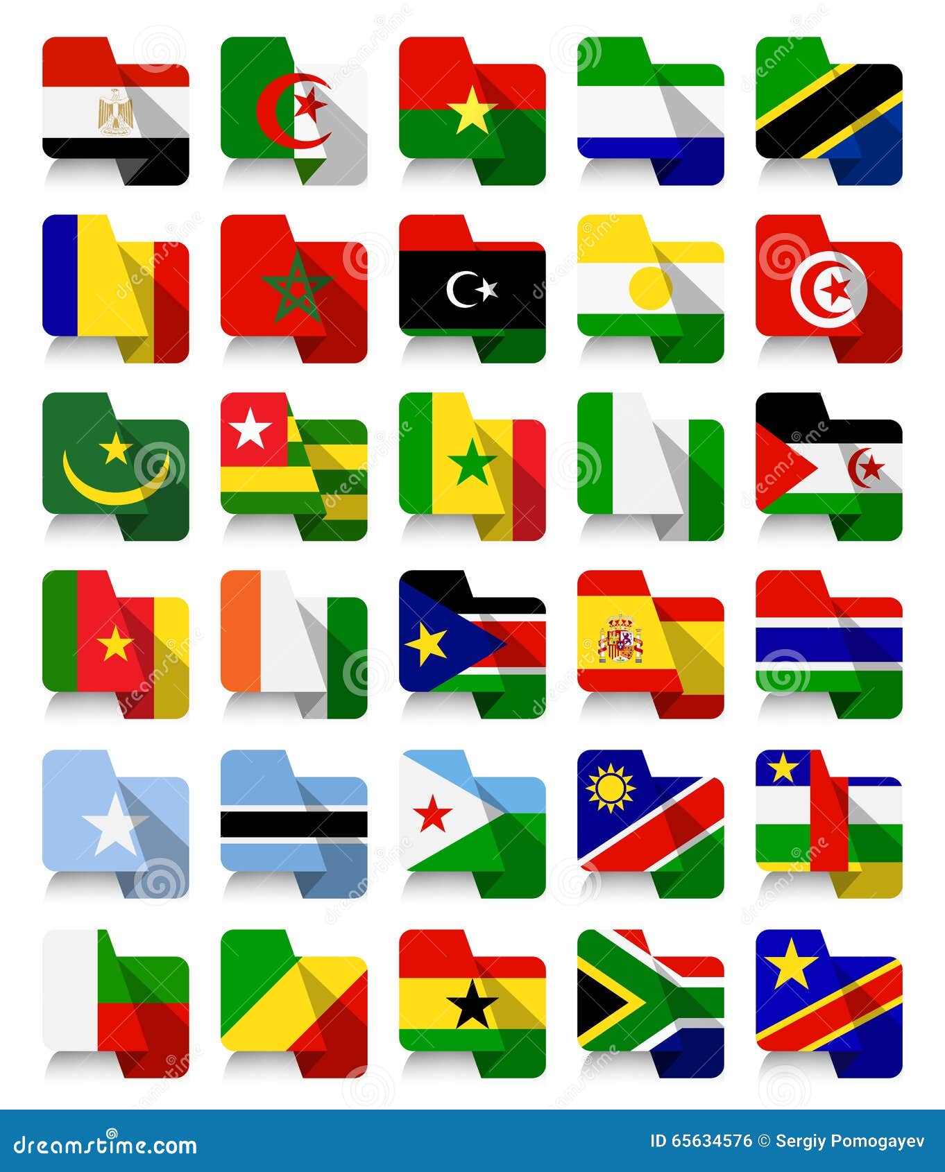 Flat Design African Waving Flags Stock Vector - Illustration of nigeria ...