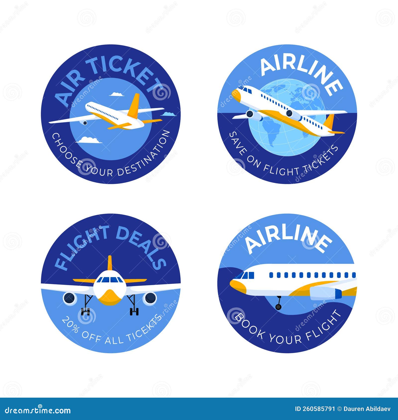 Flat Design Airline Company Labels Template Vector Illustration. Stock ...