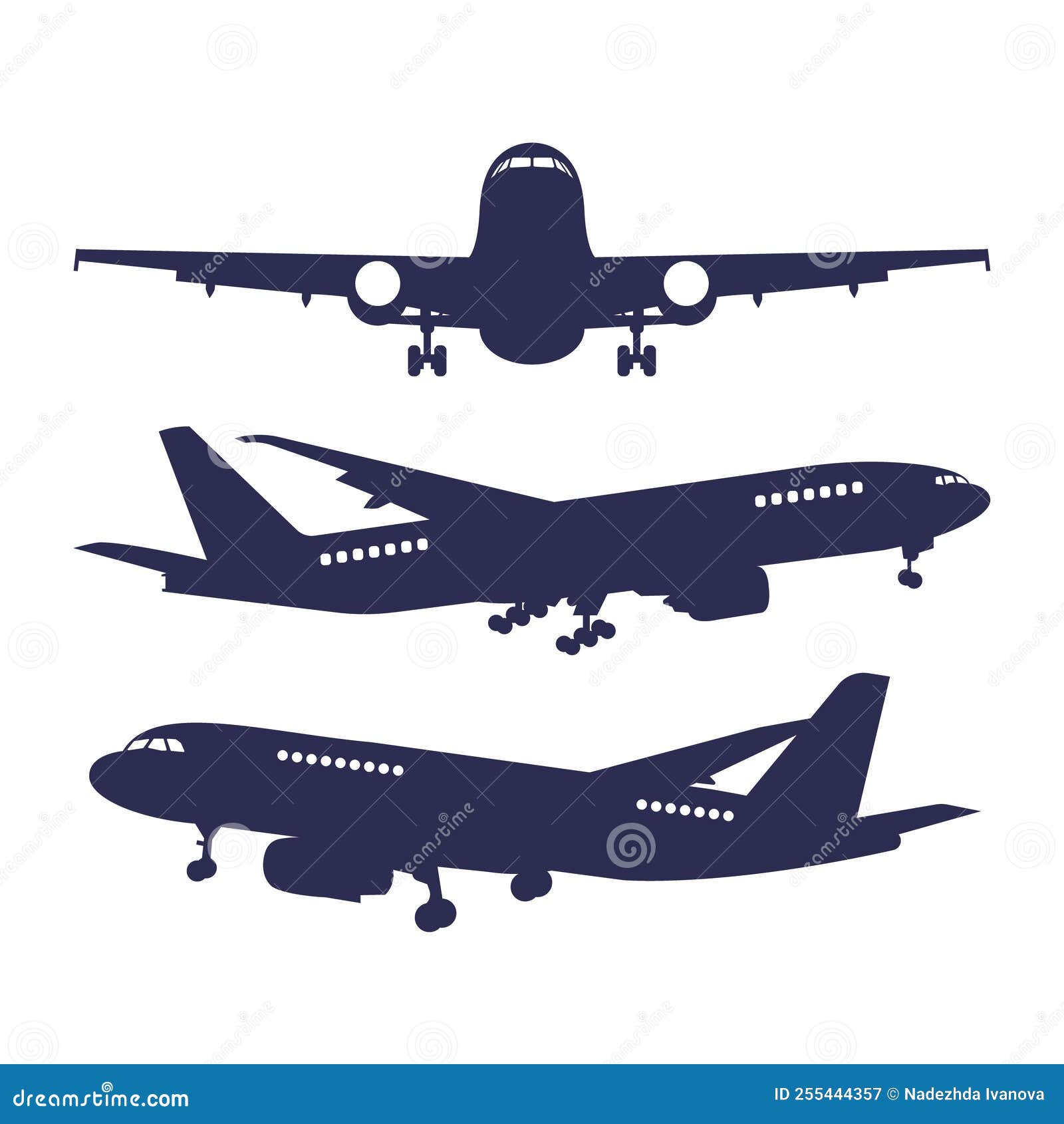 Flat Design Airplane Silhouette Vector Illustration. Stock Vector ...