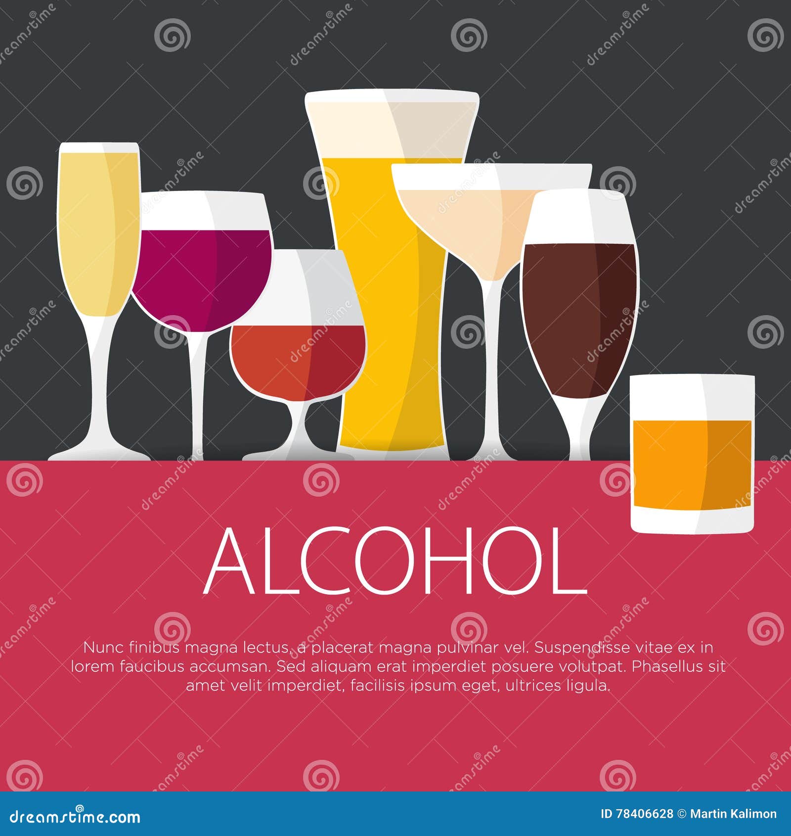Flat Design Alcohol Concept. Stock Vector - Illustration of alcohol ...