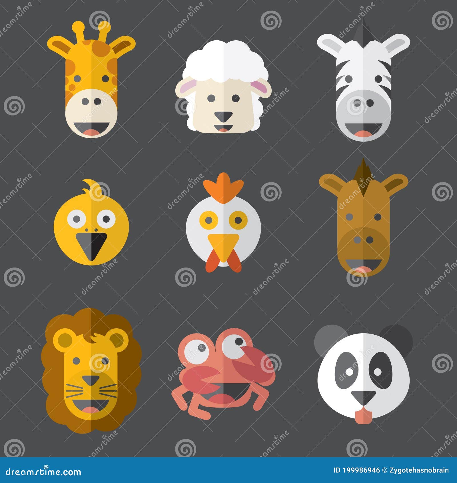 Animals Face Stickers. Cute Animal Faces, Kawaii Funny Emoji Sticker Or ...