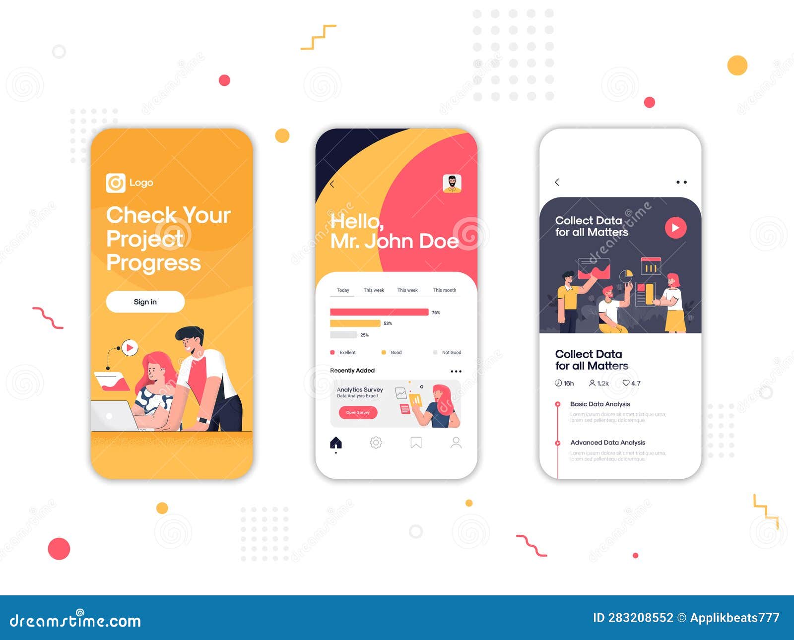 Flat Design App Screens - Management Stock Vector - Illustration of ...