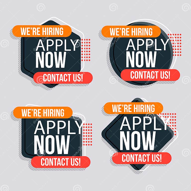 Flat Design Apply Now Labels Design Vector Illustration Stock Vector ...