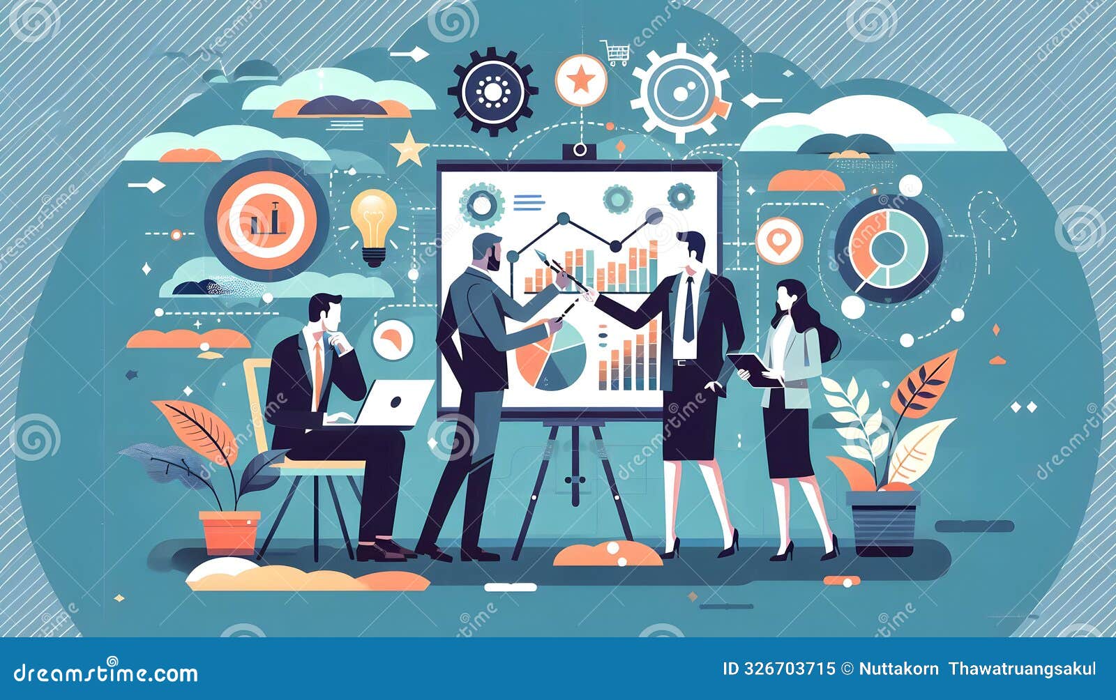 Flat Design As Business Leaders Collaborating on Strategy Development ...