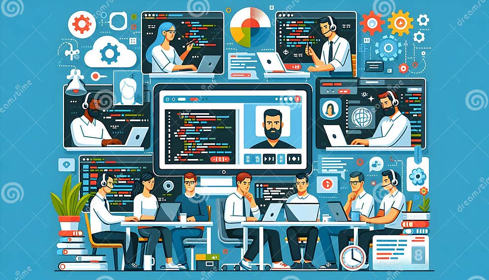 Flat Design As Remote Team Collaborating on a Software Development ...