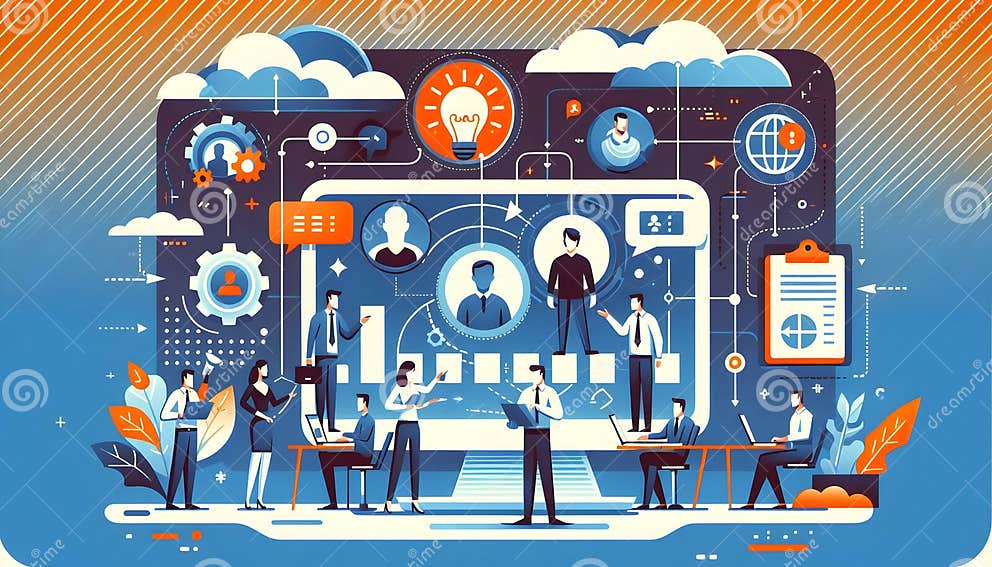 Flat Design As Virtual Team Collaborating on a Digital Platform Concept ...