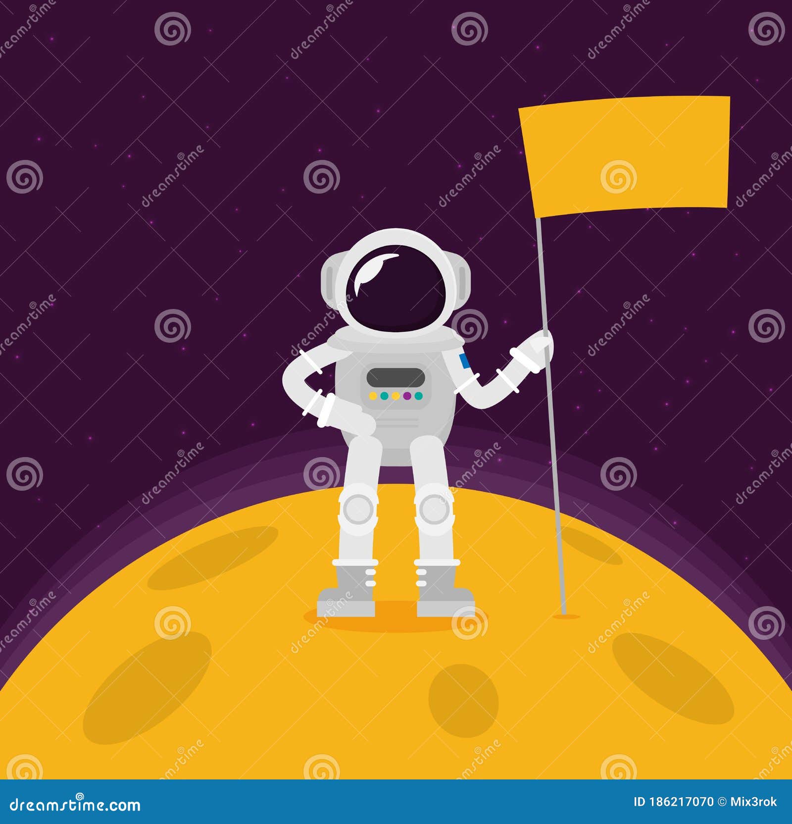 Flat Design, Astronauts Float in Space, Vector Illustration Stock ...