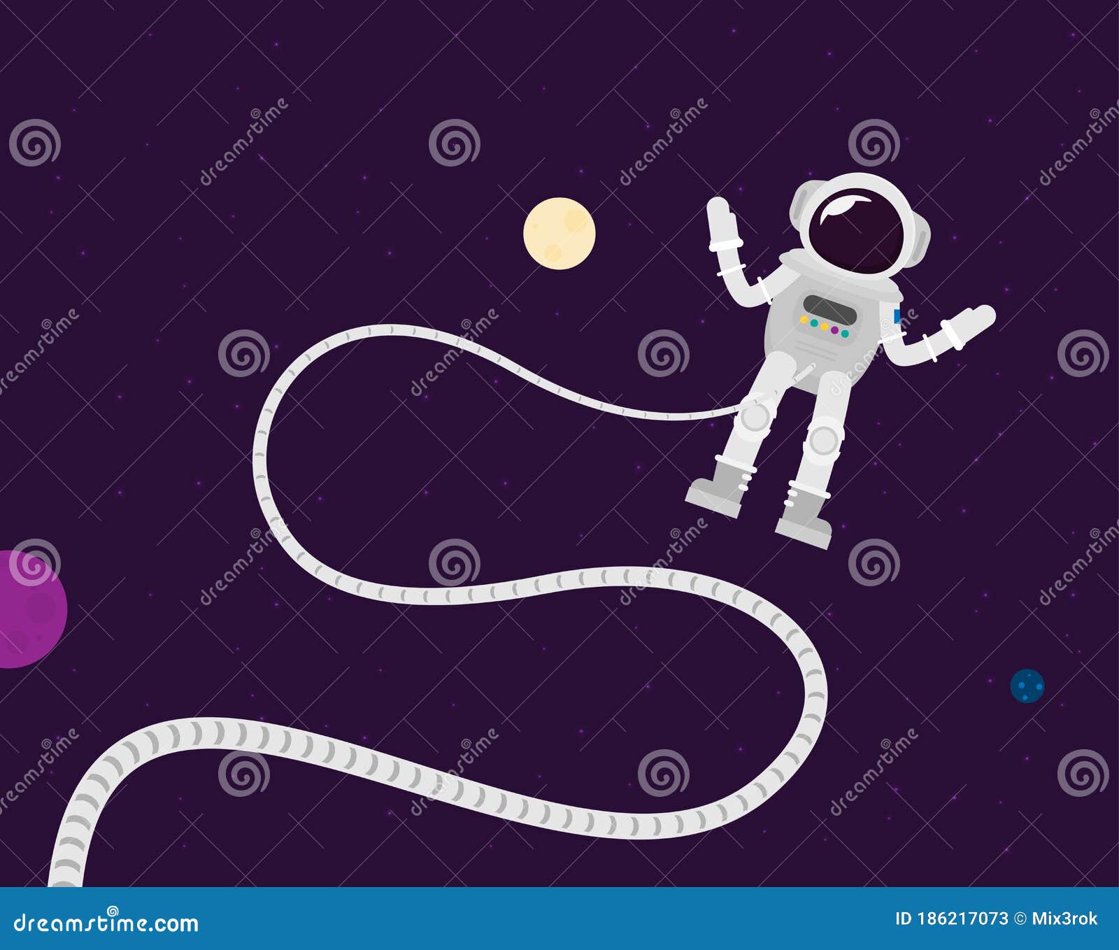 Flat Design, Astronauts Float in Space, Vector Illustration Stock ...