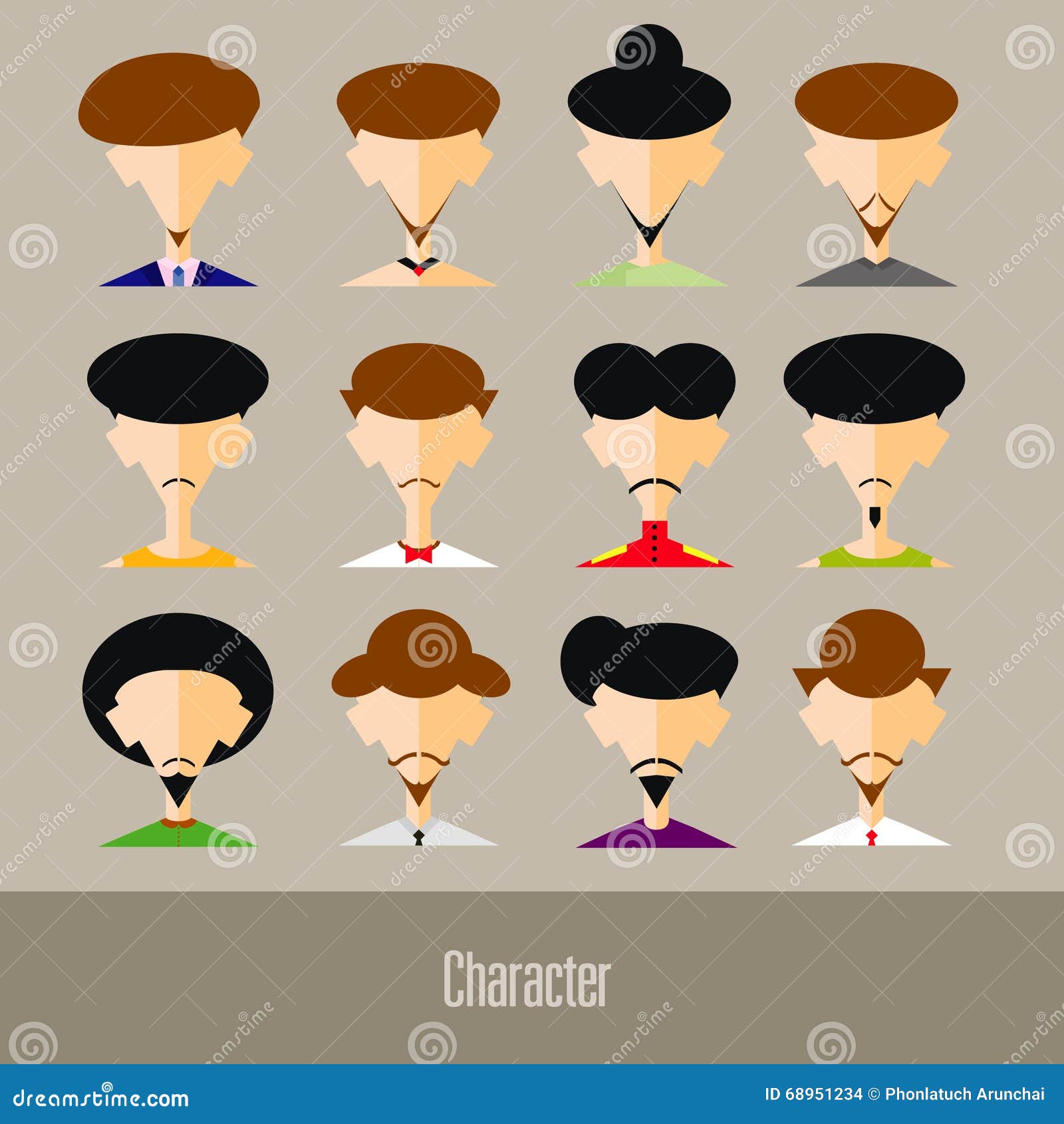 The Flat Design Avatar App Icons Set User Face People Man . Vector ...