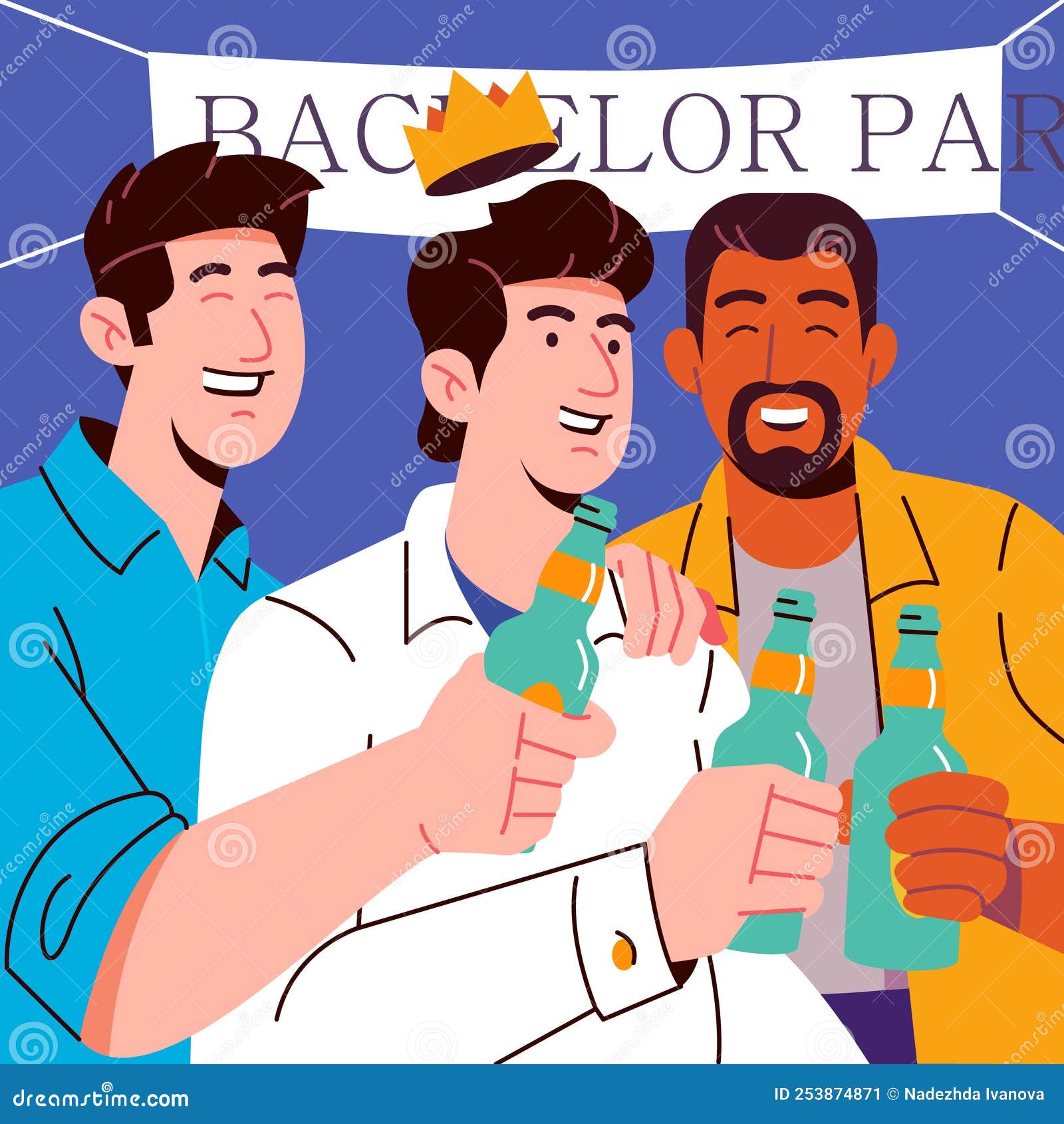 Flat Design Bachelor Party Vector Illustration. Stock Vector ...