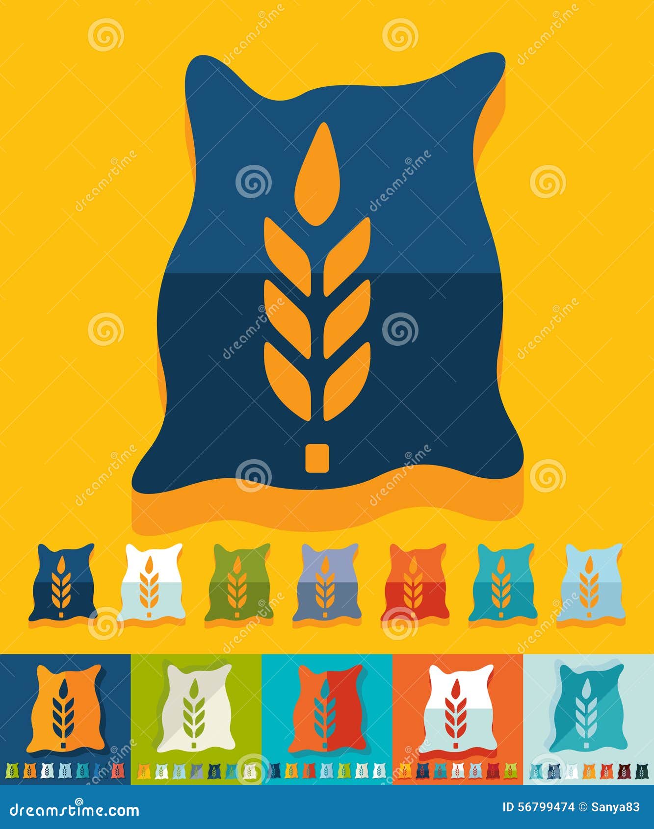 Flat design. bag of grain stock vector. Illustration of agriculture ...