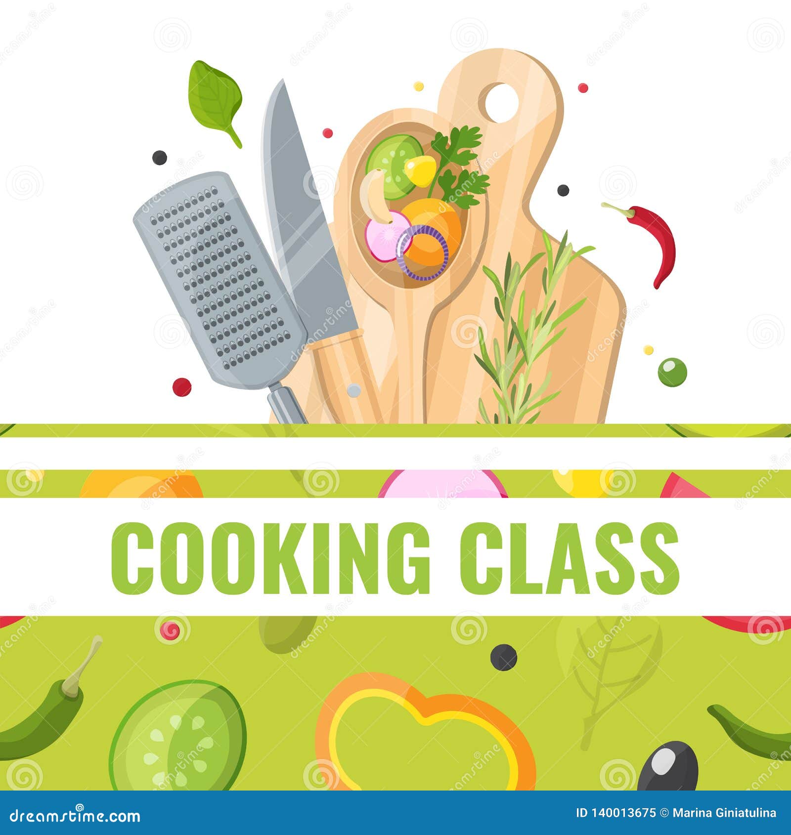 Flat Design Banner Of Cooking Class With Cooking Tools Stock Vector ...
