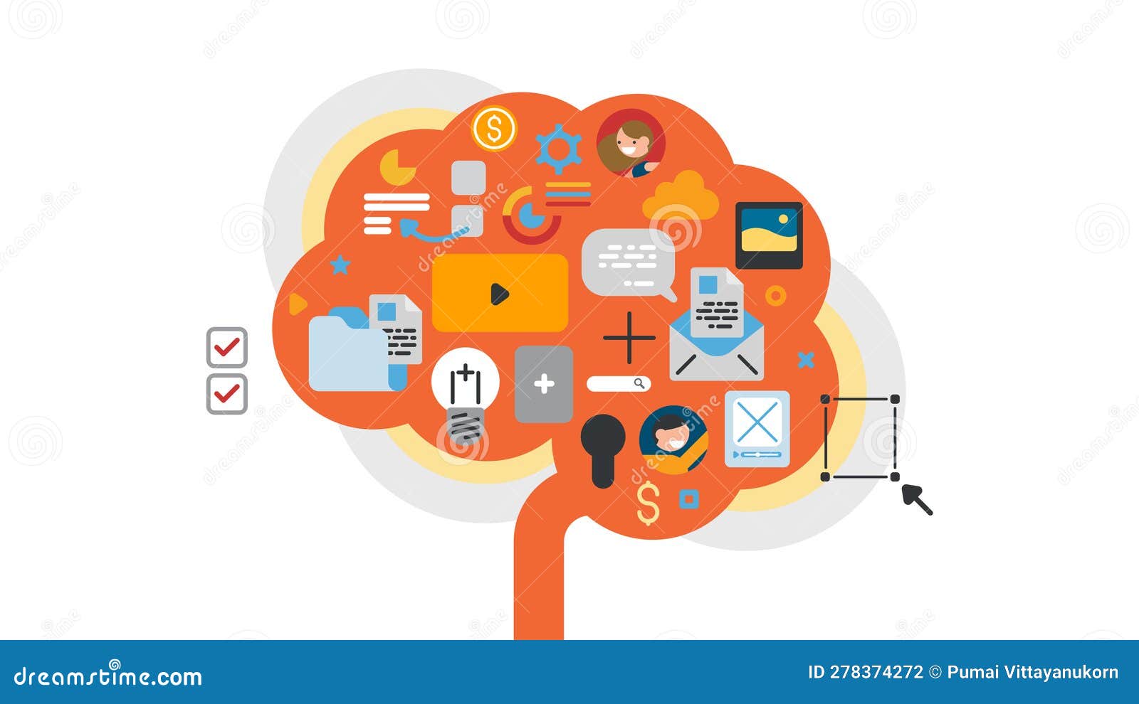 Flat Design Banner of Education, Learning Process, Brainstorming ...