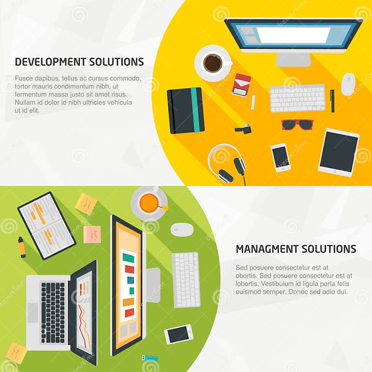 Flat Design Banners for Business and Development Stock Vector ...