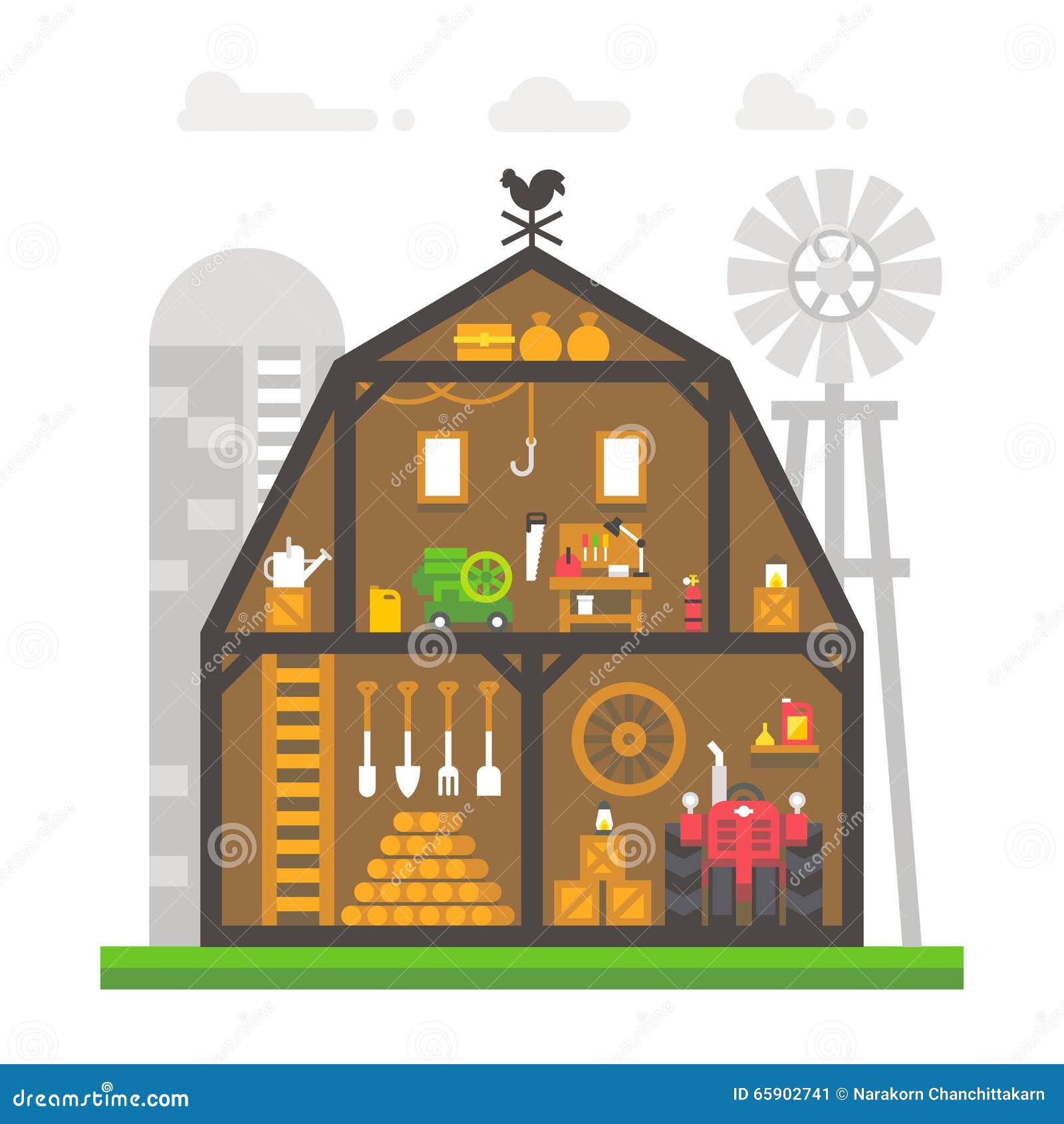 Barn Interior A Detailed 3D Crosssection Of A Barn, Showcasing Its ...