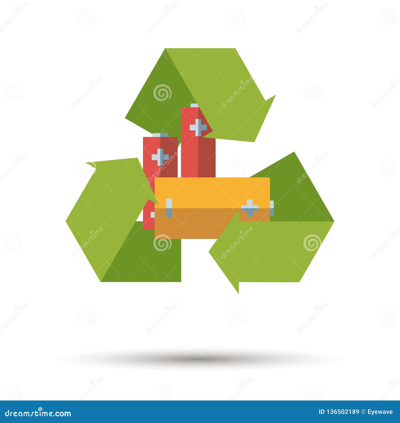 Flat Design Battery Recycling Symbol Vector Stock Vector - Illustration ...
