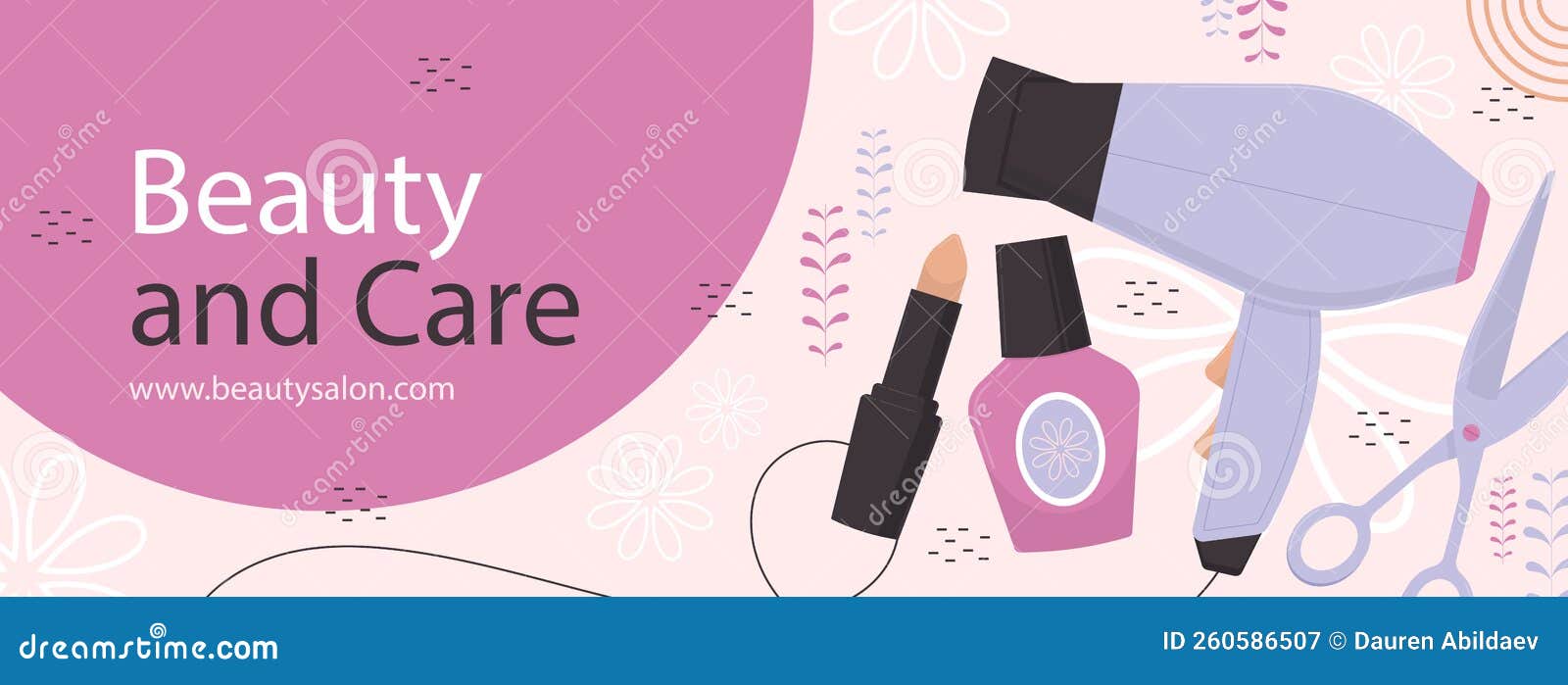 Flat Design Beauty Salon Cover Vector Illustration. Stock Vector ...