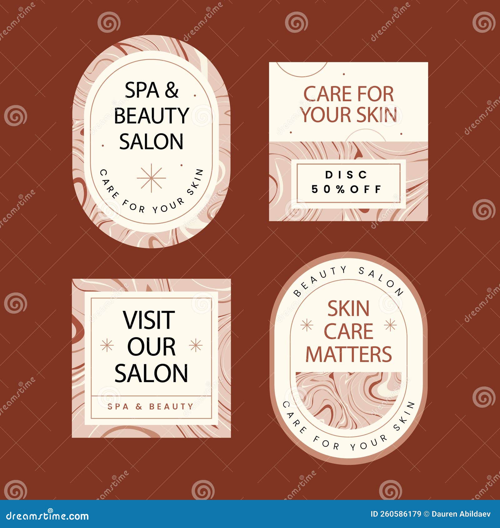Flat Design Beauty Salon Labels Vector Illustration. Stock Vector ...