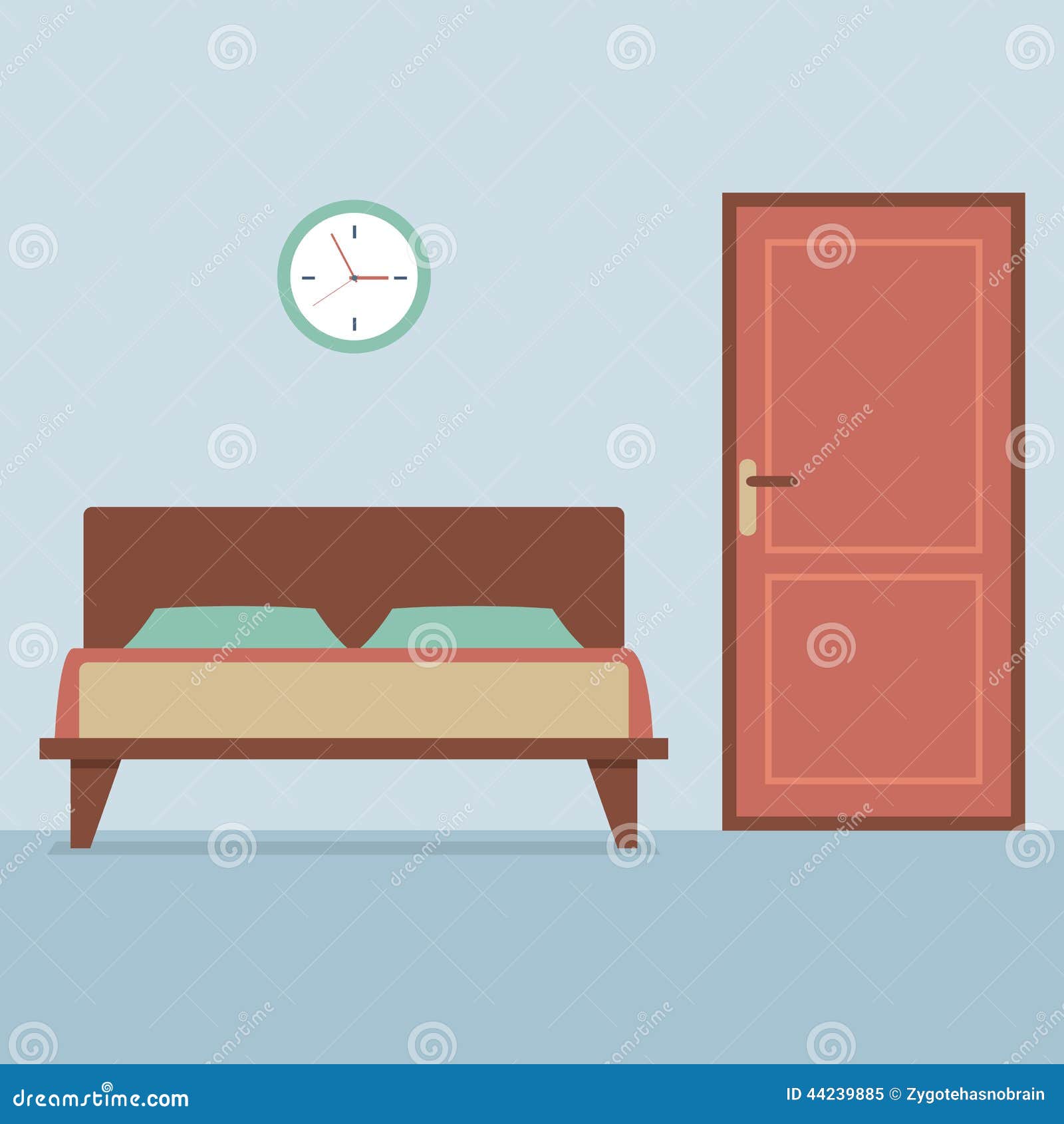 Flat Design Bedroom Interior Stock Vector - Illustration of vector ...