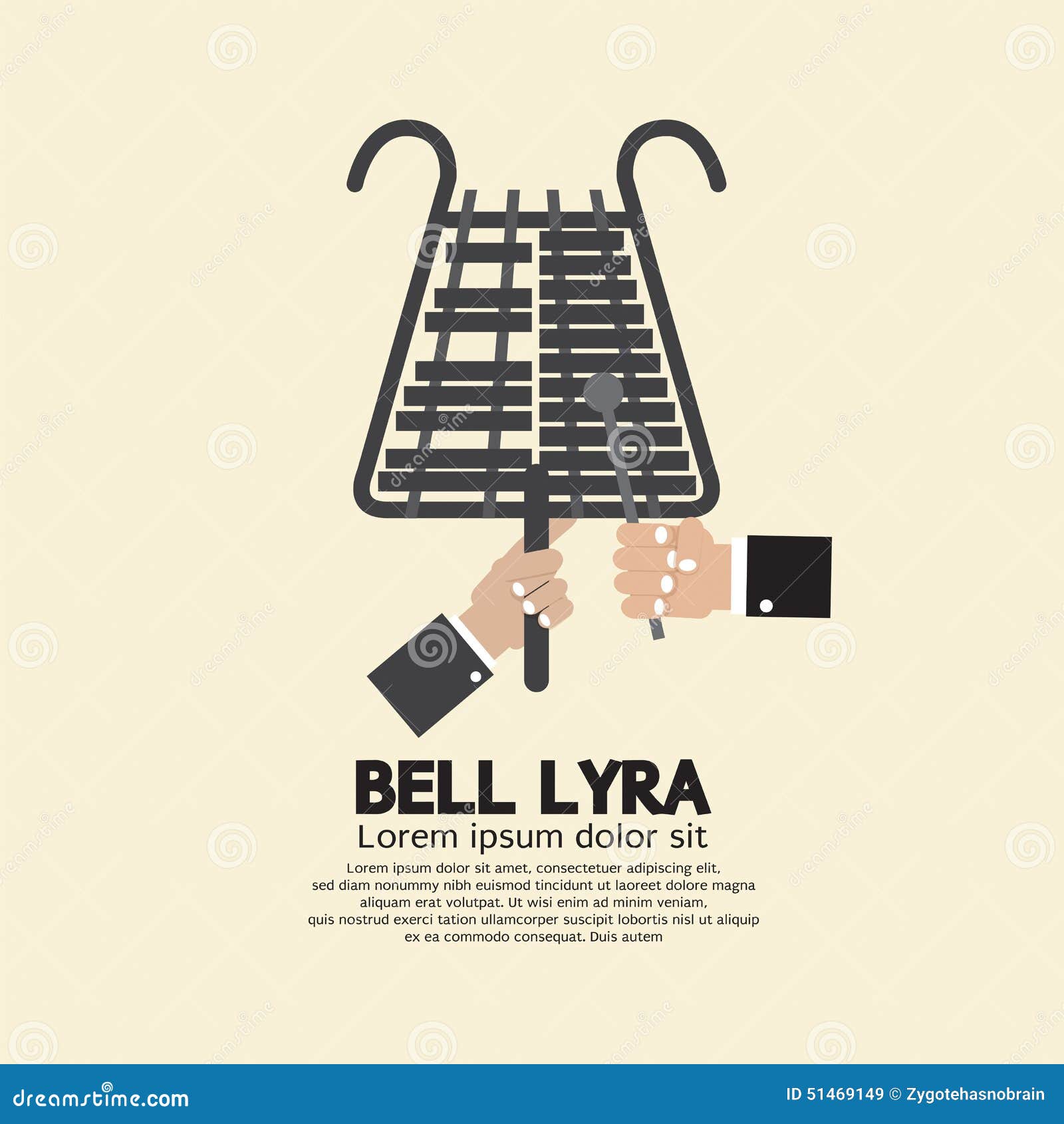 Flat Design Bell Lyra with Hands Stock Vector - Illustration of ...