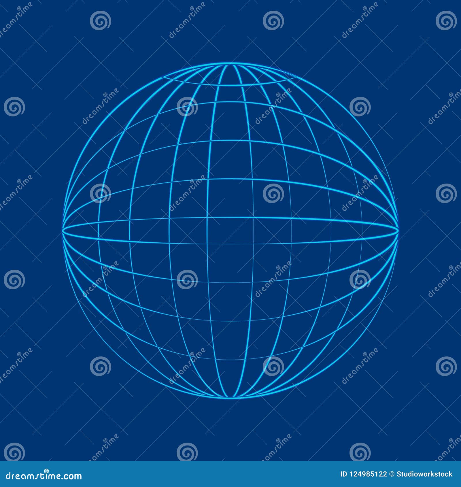 Globe Wireframe in Flat Style Stock Illustration - Illustration of ...