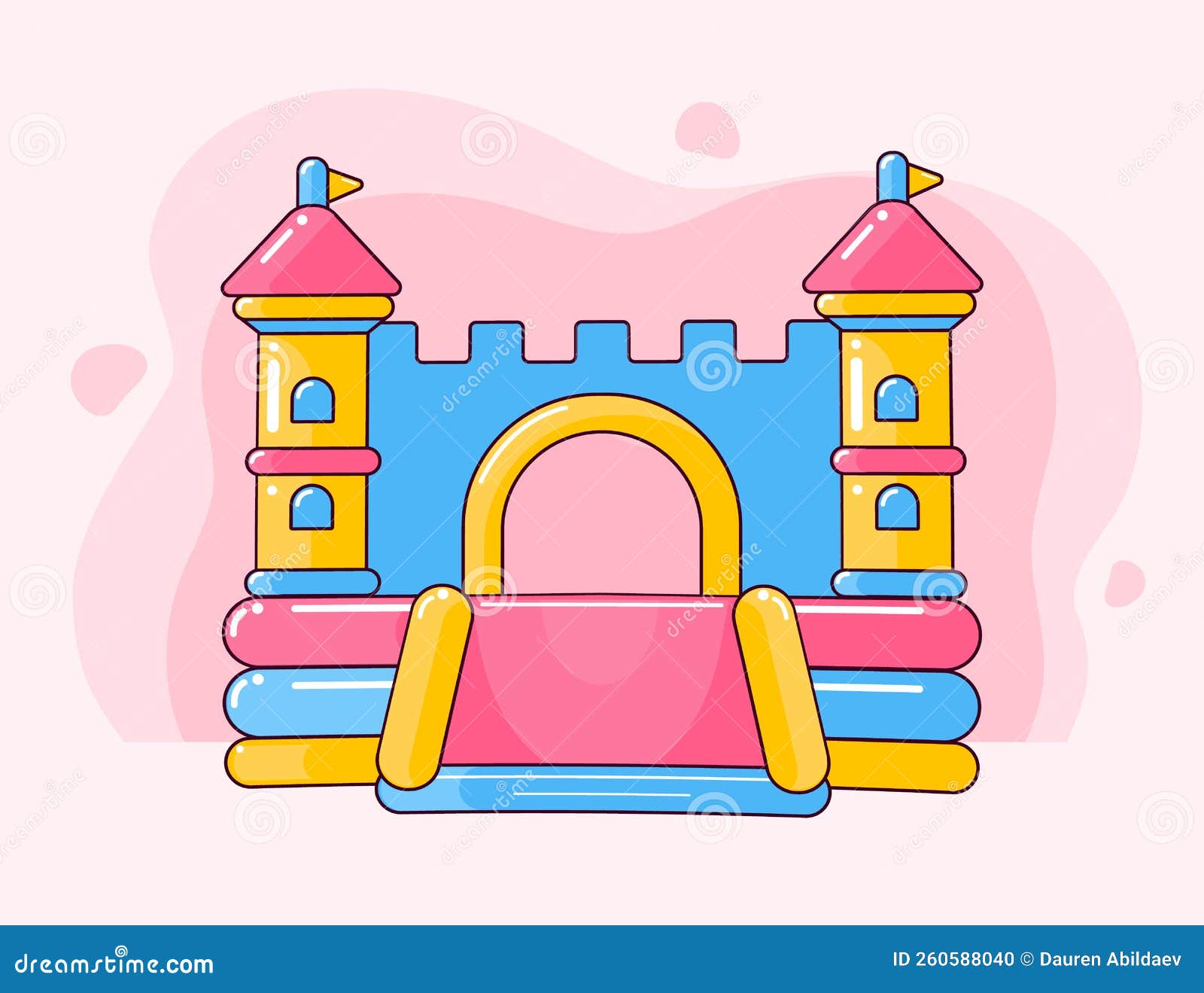 Flat Design Bounce House Vector Illustration. Stock Vector ...