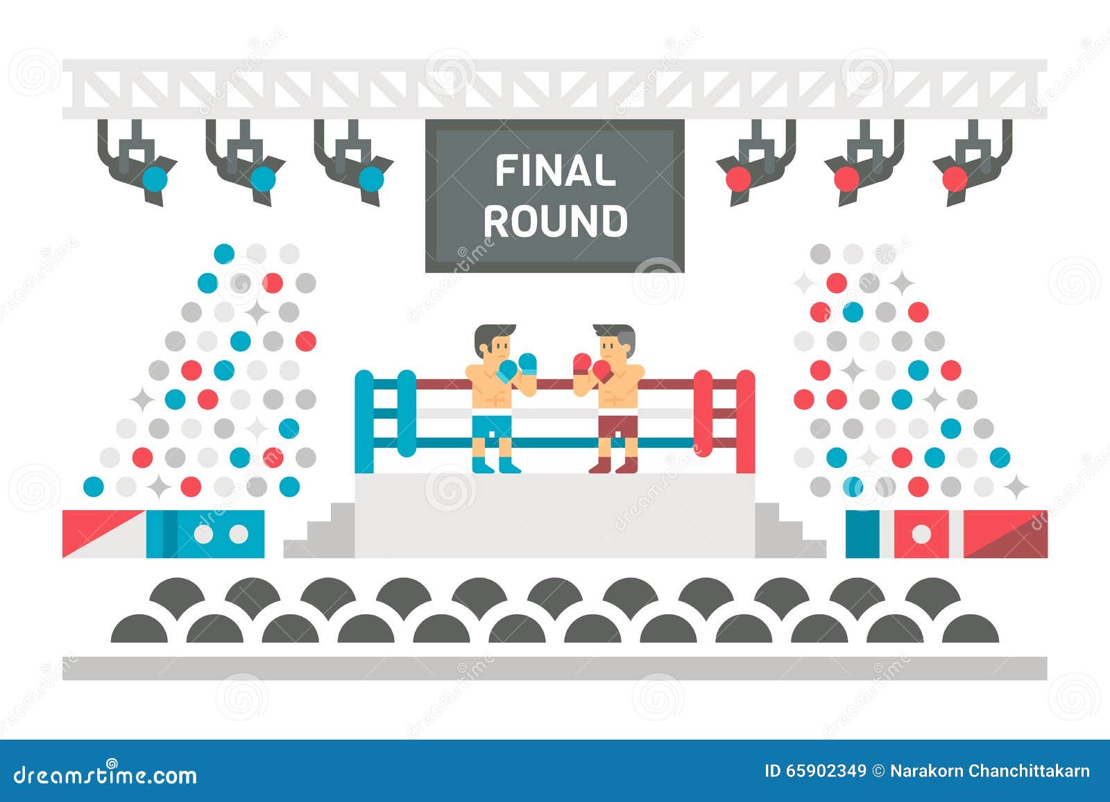 Flat Design Boxing Stage Fight Stock Vector - Illustration of boxing ...