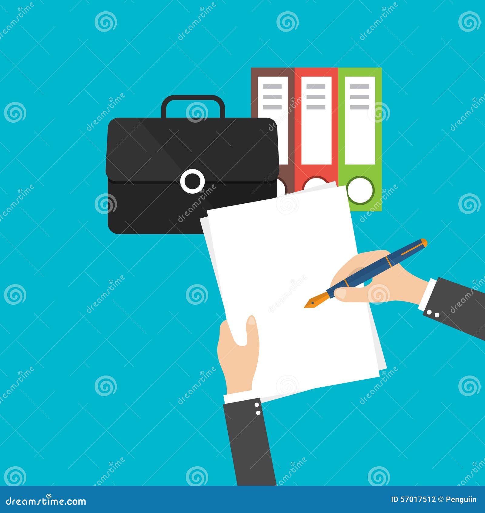 Flat Design, Business Documents Flat Design Icon. Hand Writing on White ...