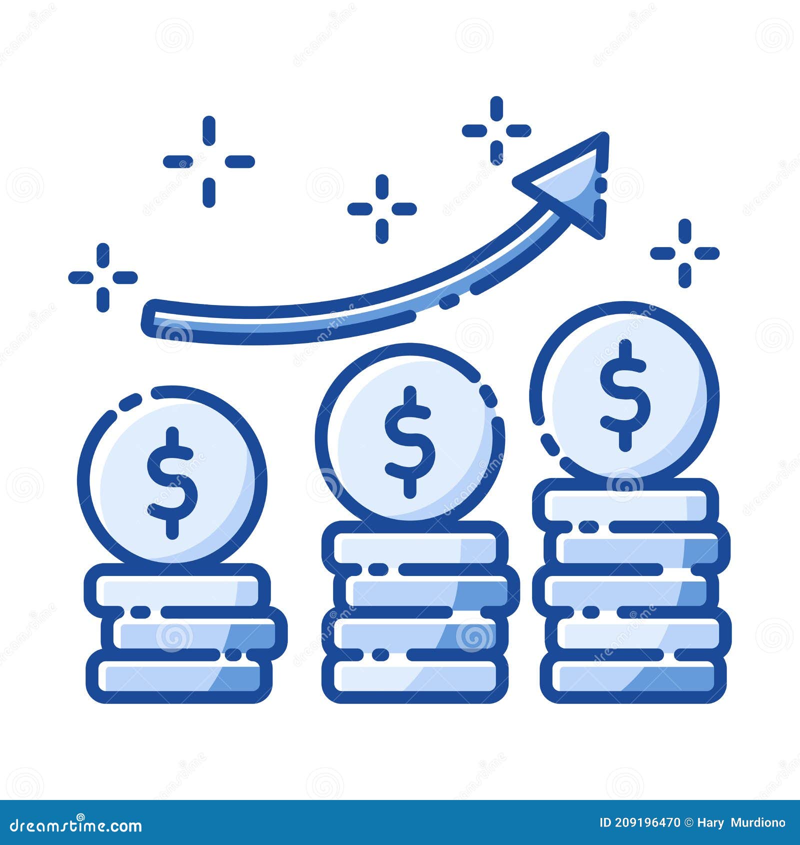 Increase Finance Money Up Icon Blue Tone Vector Premium Ilustration ...