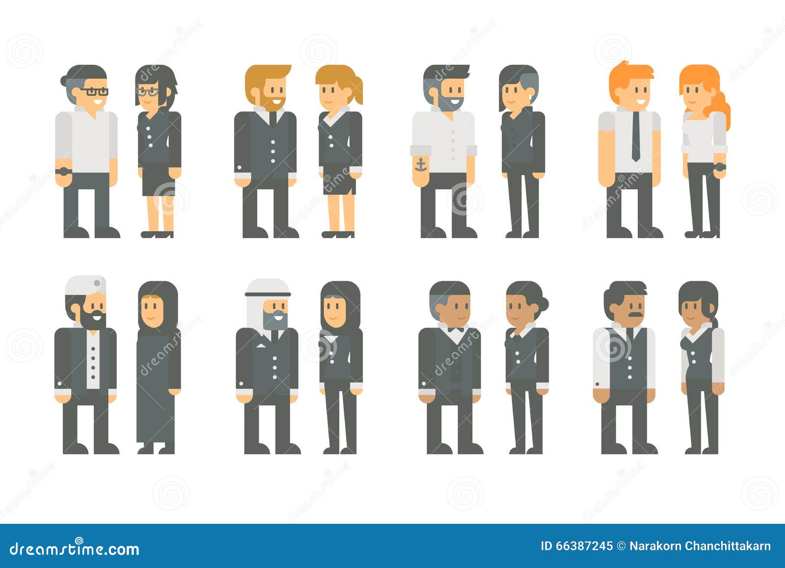 Flat Design Business Worker Set Stock Vector - Illustration of flat ...