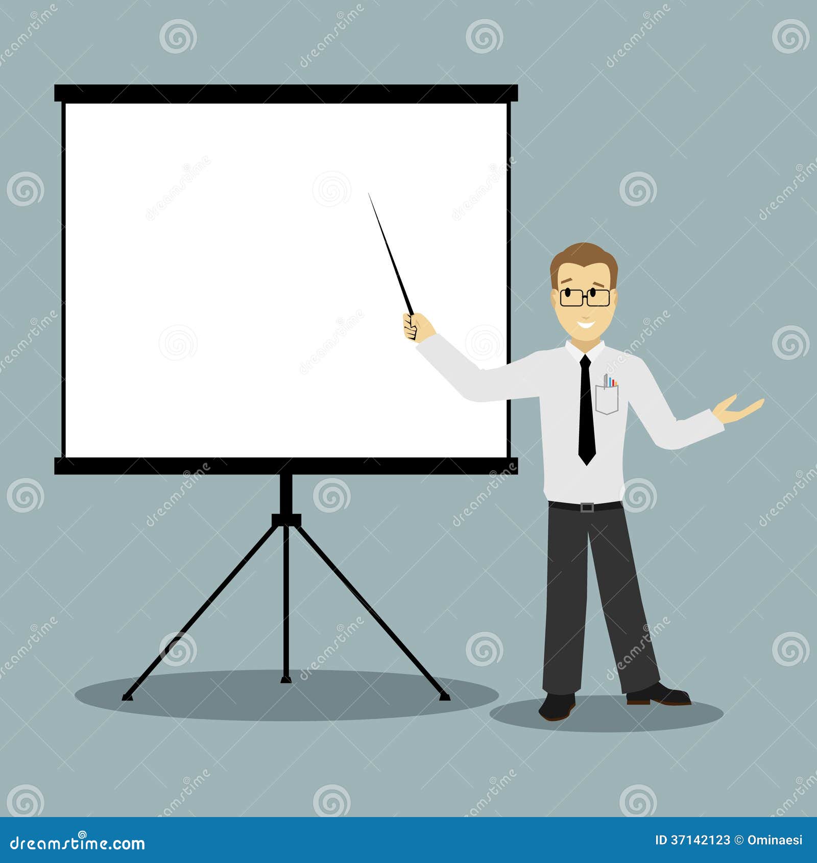 Flat Design Businessman Pointing Presentation Stock Vector ...