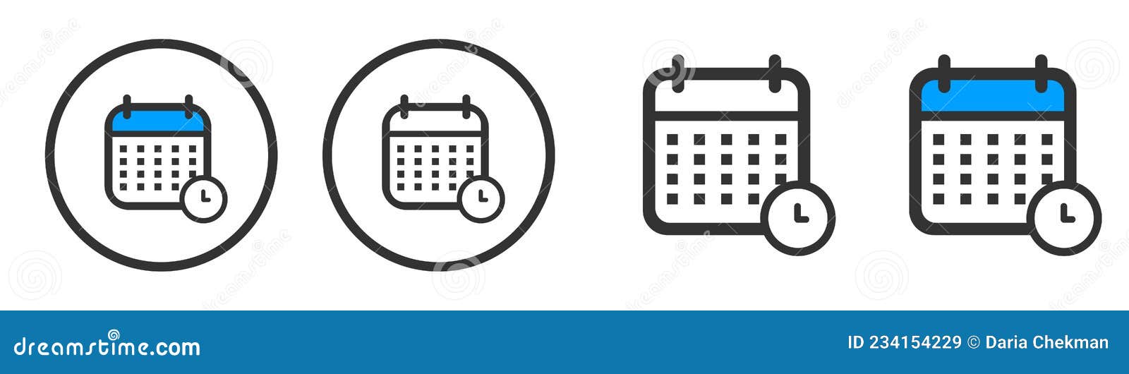 Flat Design Calendar Icon Set. Vector Illustration. Stock Vector ...