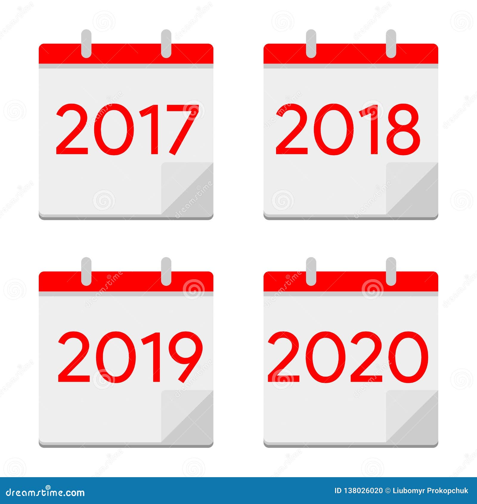 Flat Design Calendar Icons 2017, 2018, 2019, 2020. New Year Symbol ...