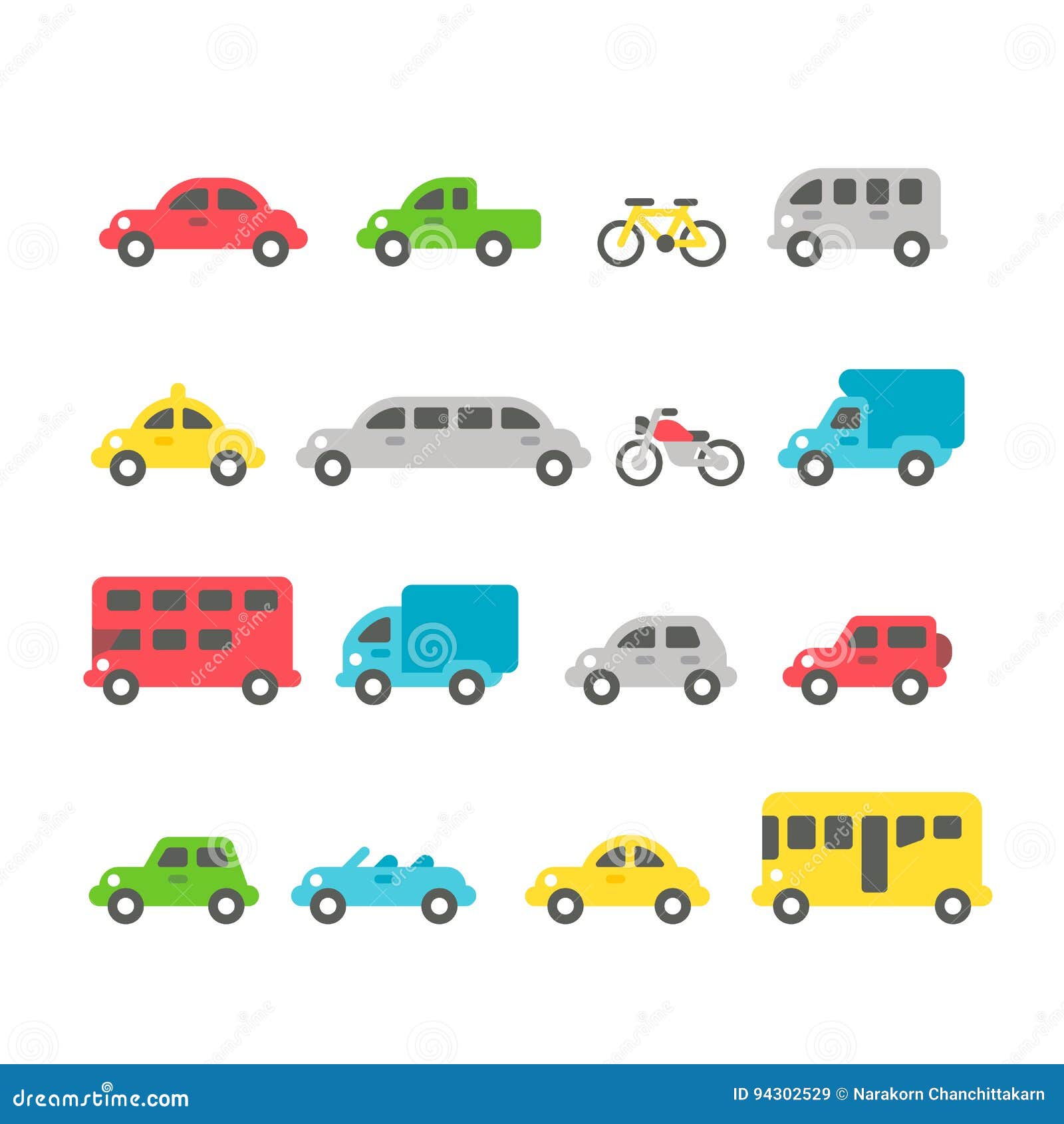 Flat design car set stock illustration. Illustration of isolated - 94302529