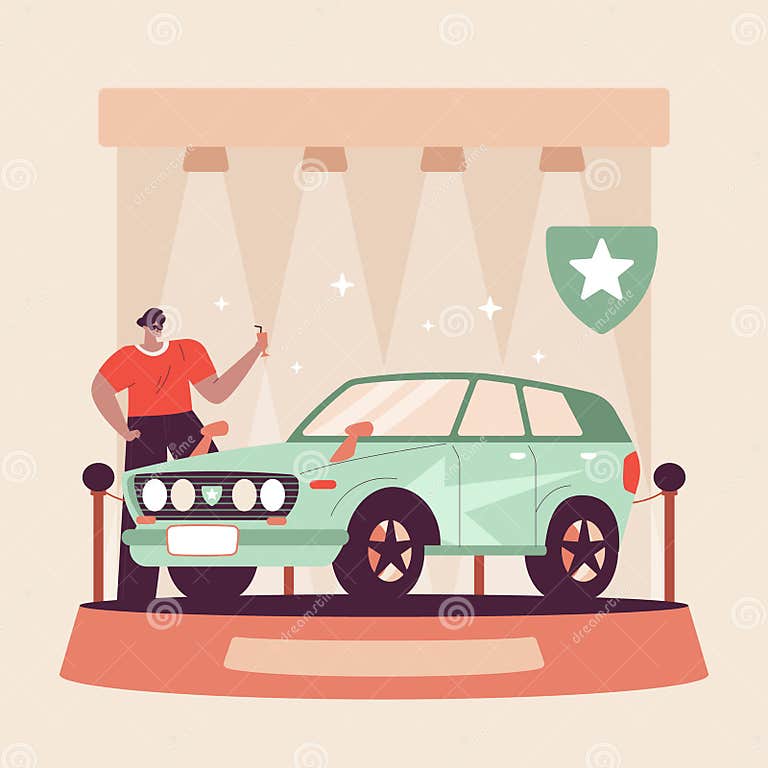 Flat Design Car Show Vector Illustration. Stock Vector - Illustration ...