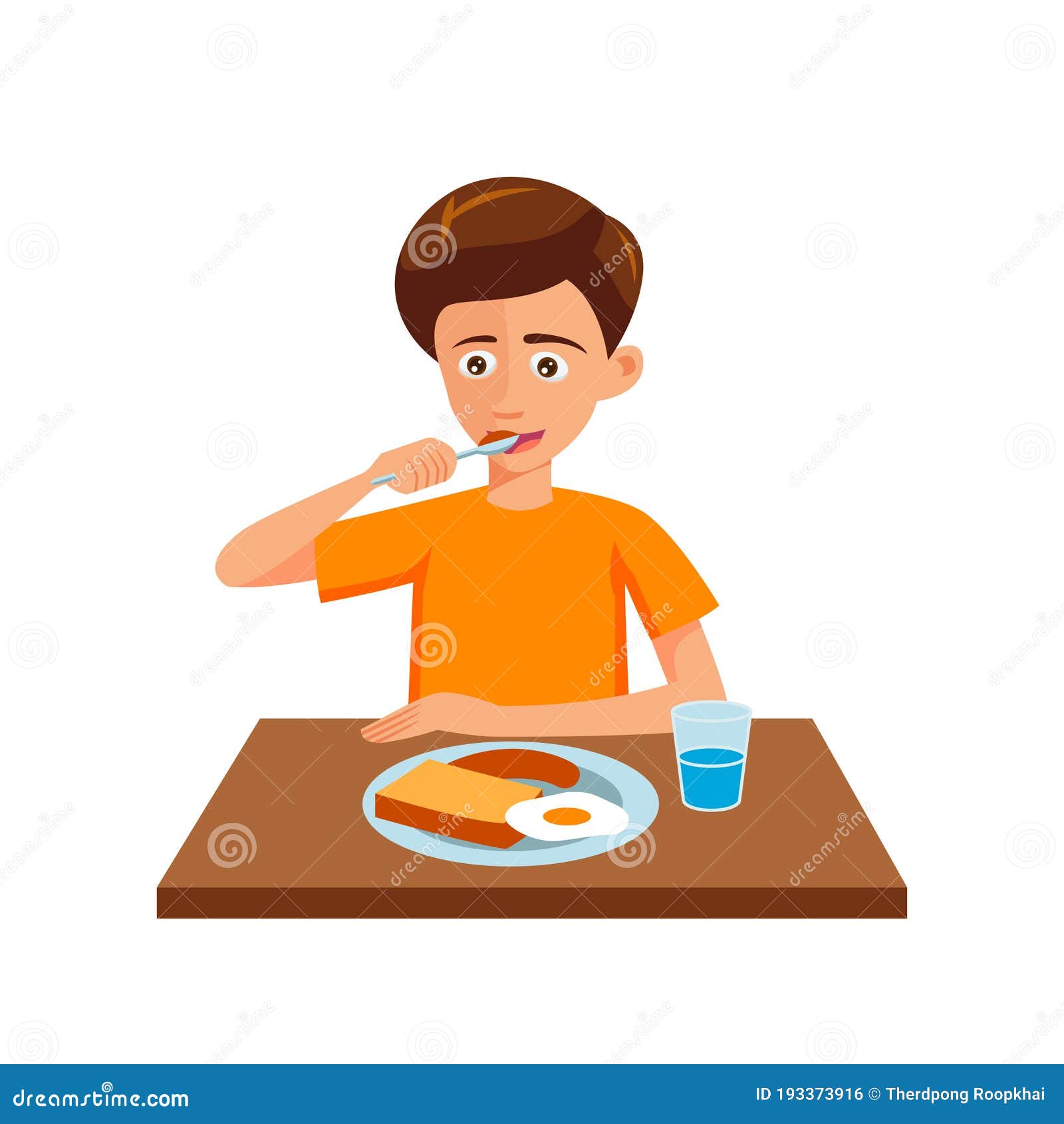 Flat Design of Cartoon Character of Man is Eating Stock Vector ...