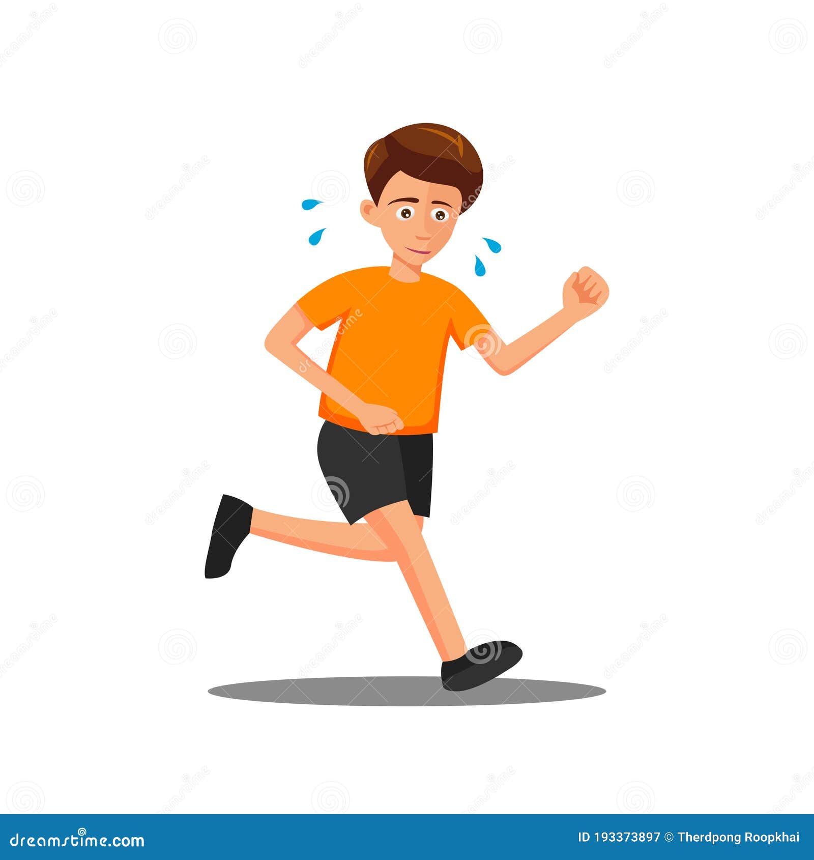 Flat Design of Cartoon Character of Man is Run Stock Vector ...